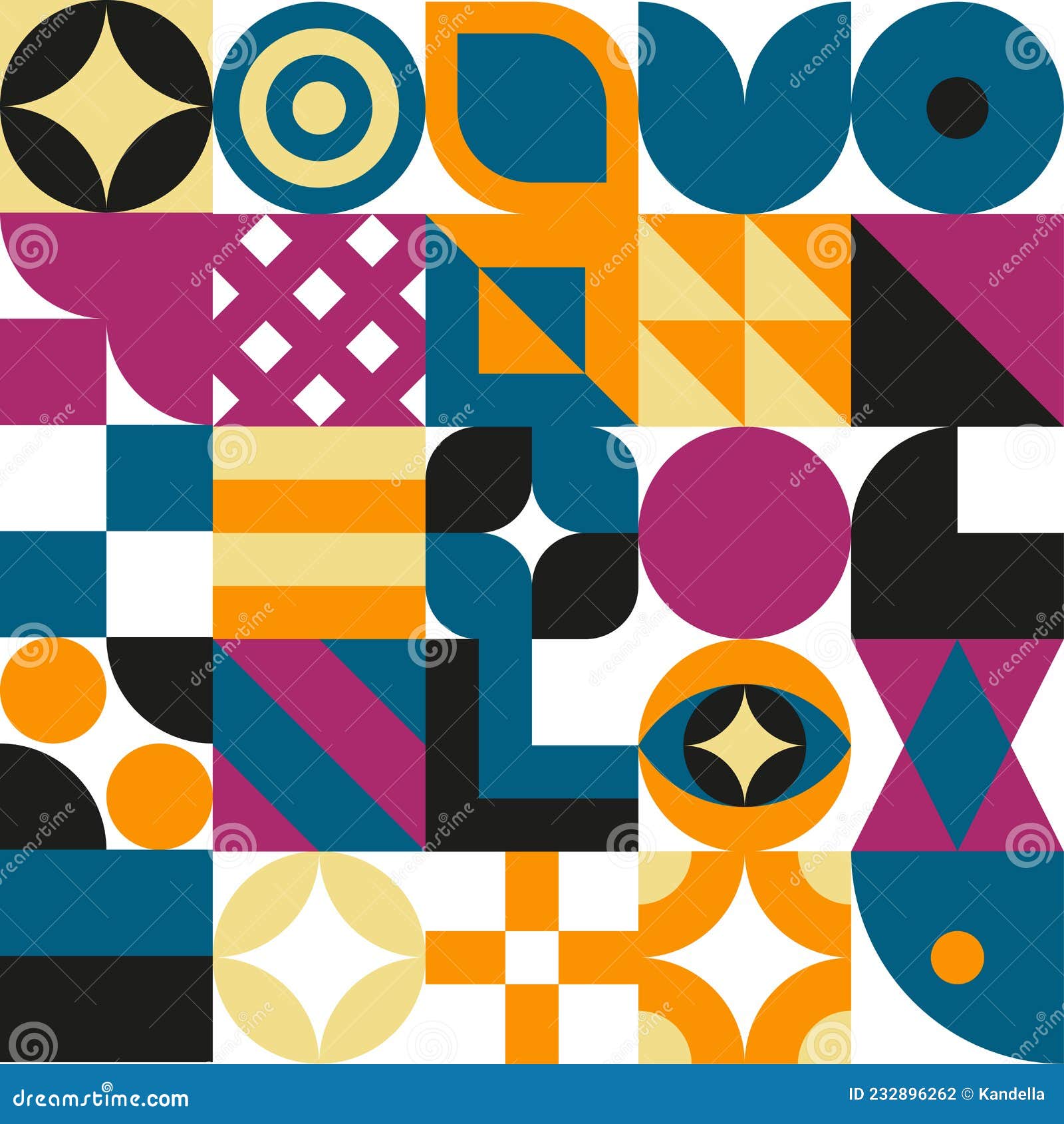Bauhaus Geometric Design with Eyes Elements Stock Vector - Illustration ...