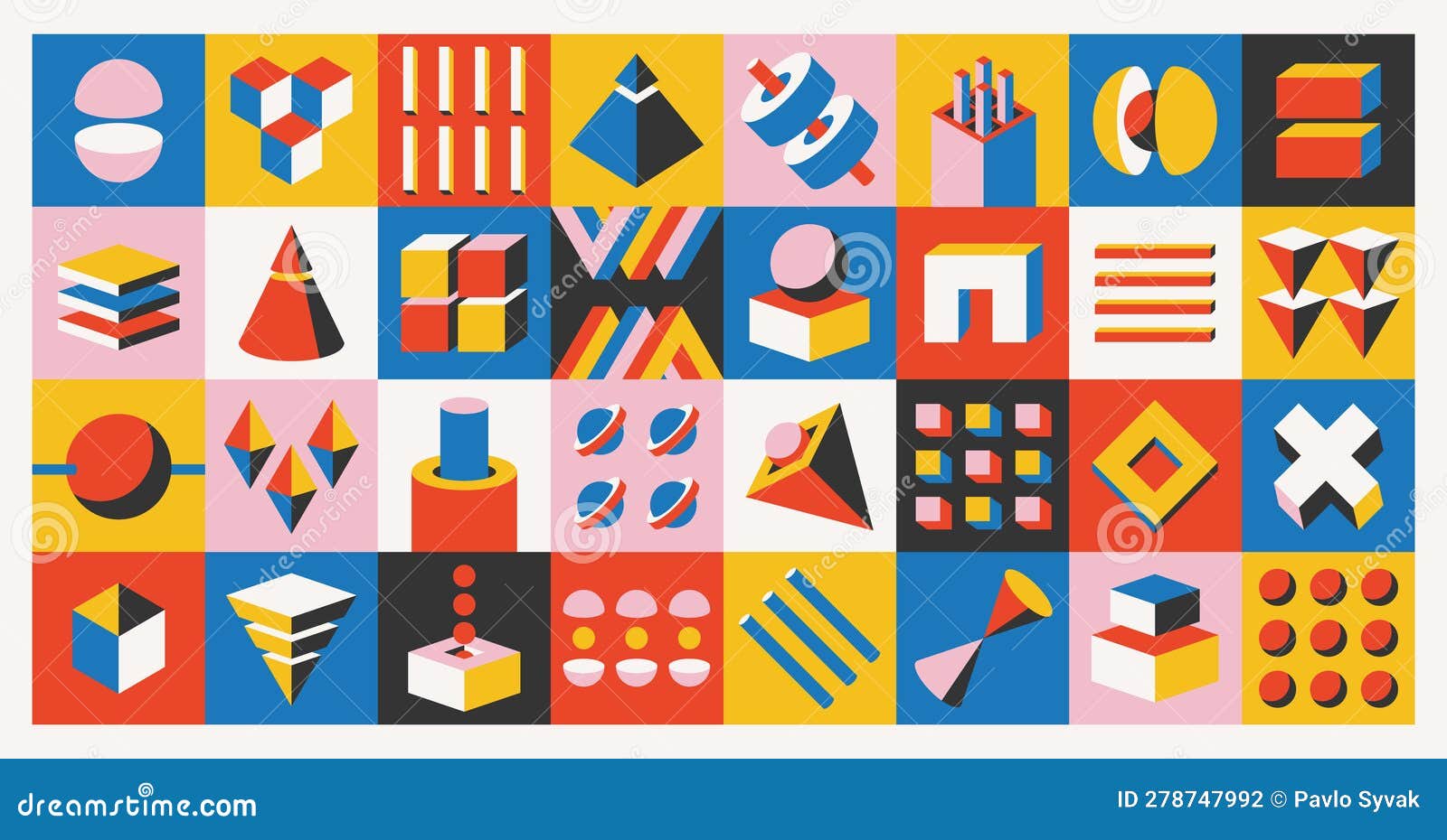 Bauhaus Pattern Showcases Volumetric Figures in a Minimalistic and ...