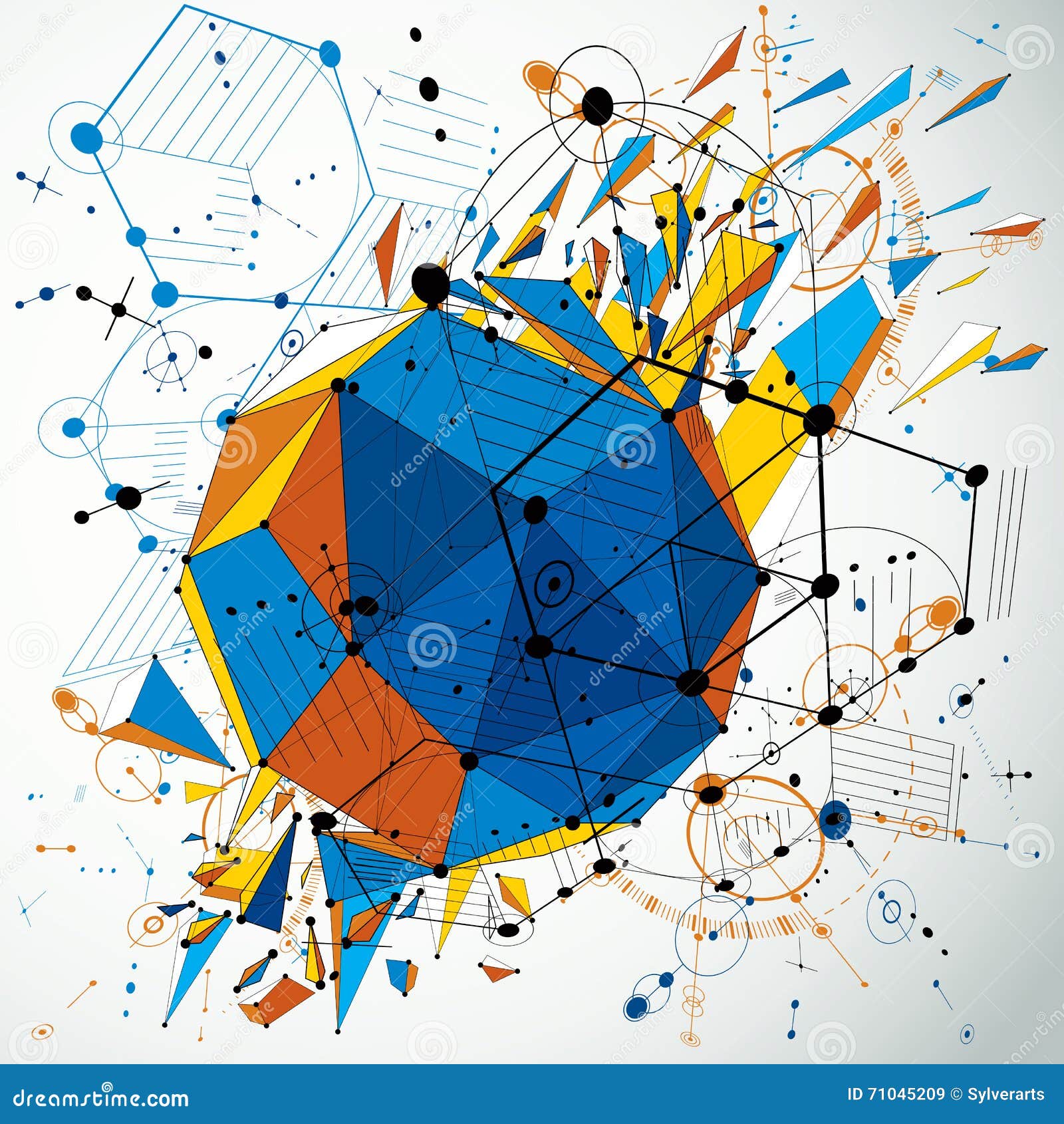 Bauhaus Wallpaper With Low Poly Design Elements, Perspective Col ...