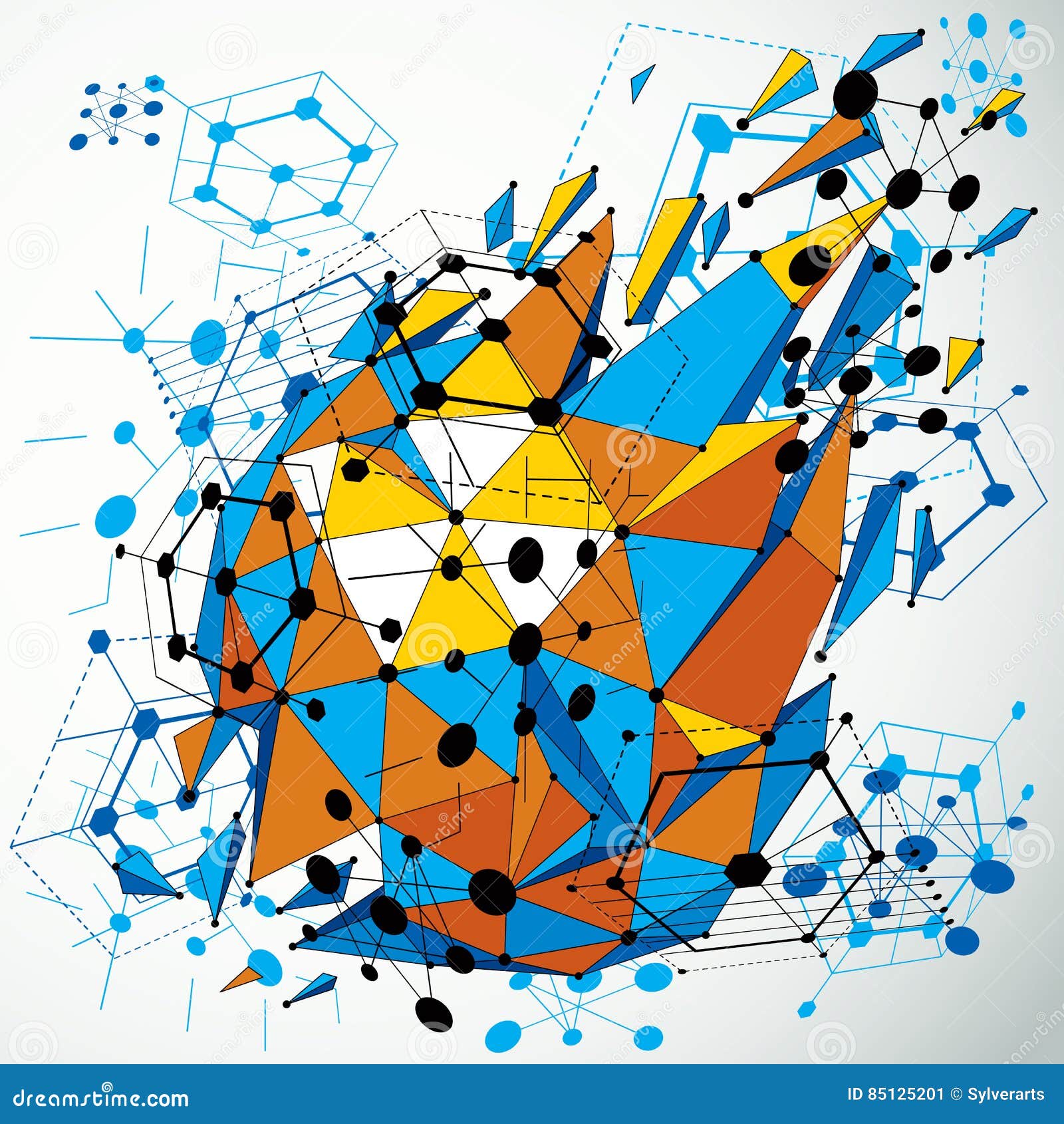 Bauhaus Wallpaper With Low Poly Design Elements, Perspective Col ...