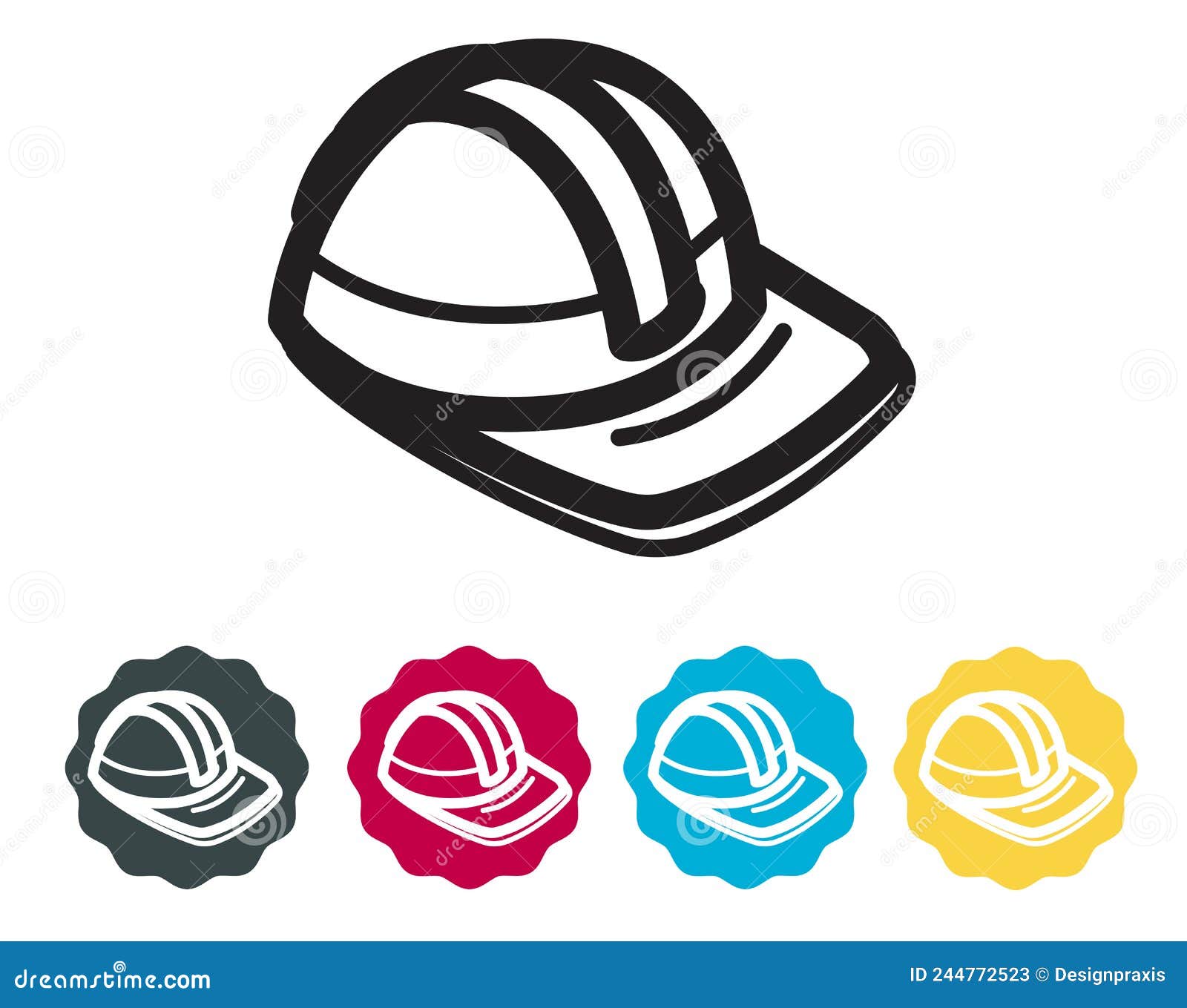 Bauhelm-Sicherheitssymbol vektor abbildung. Illustration von manuell ...