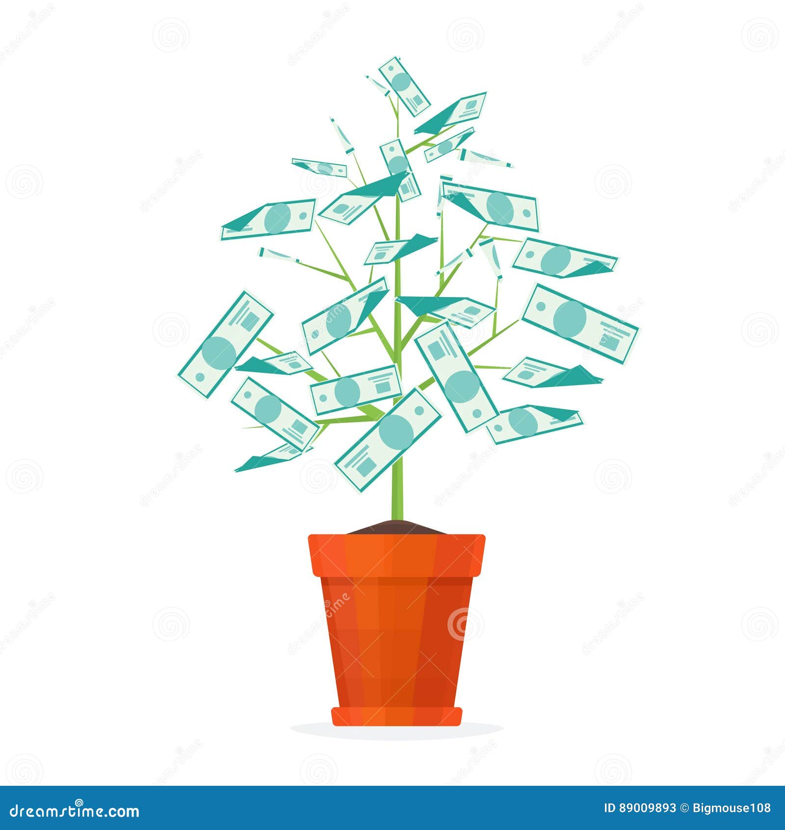 Baum-Geld in Einem Topf Vektor Vektor Abbildung - Illustration von ...