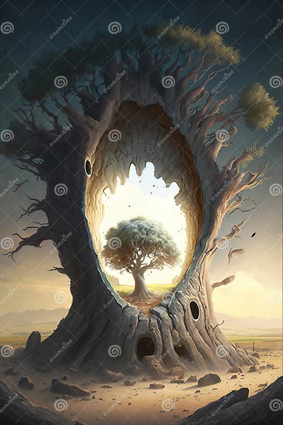 Baum Mit Einem Riesigen Loch in Der Mitte. Generative Hilfe Stock ...