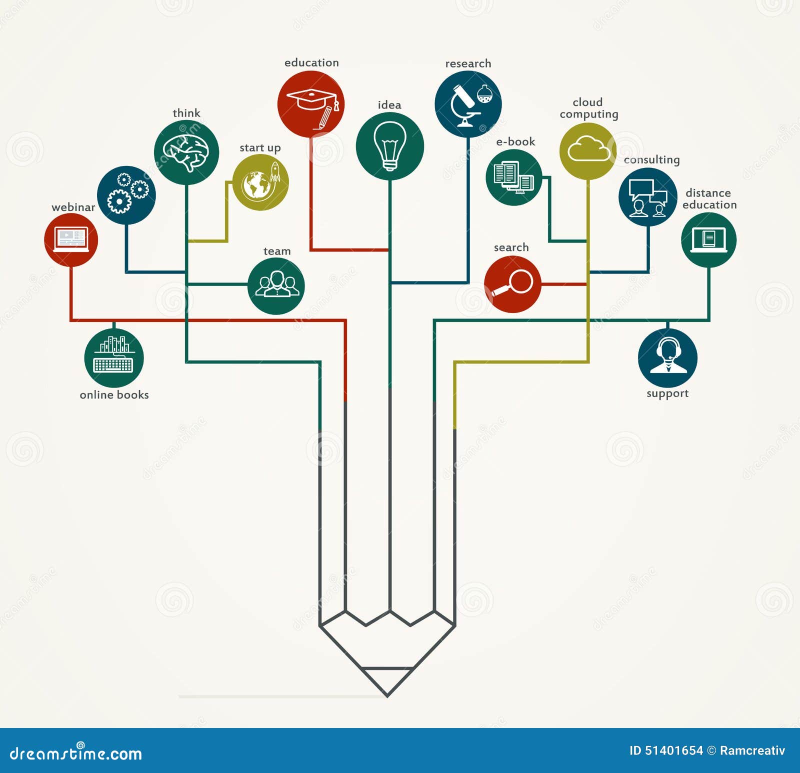 Baum-Network Connections, Informationsfluss Mit Ikonen Vektor Abbildung ...