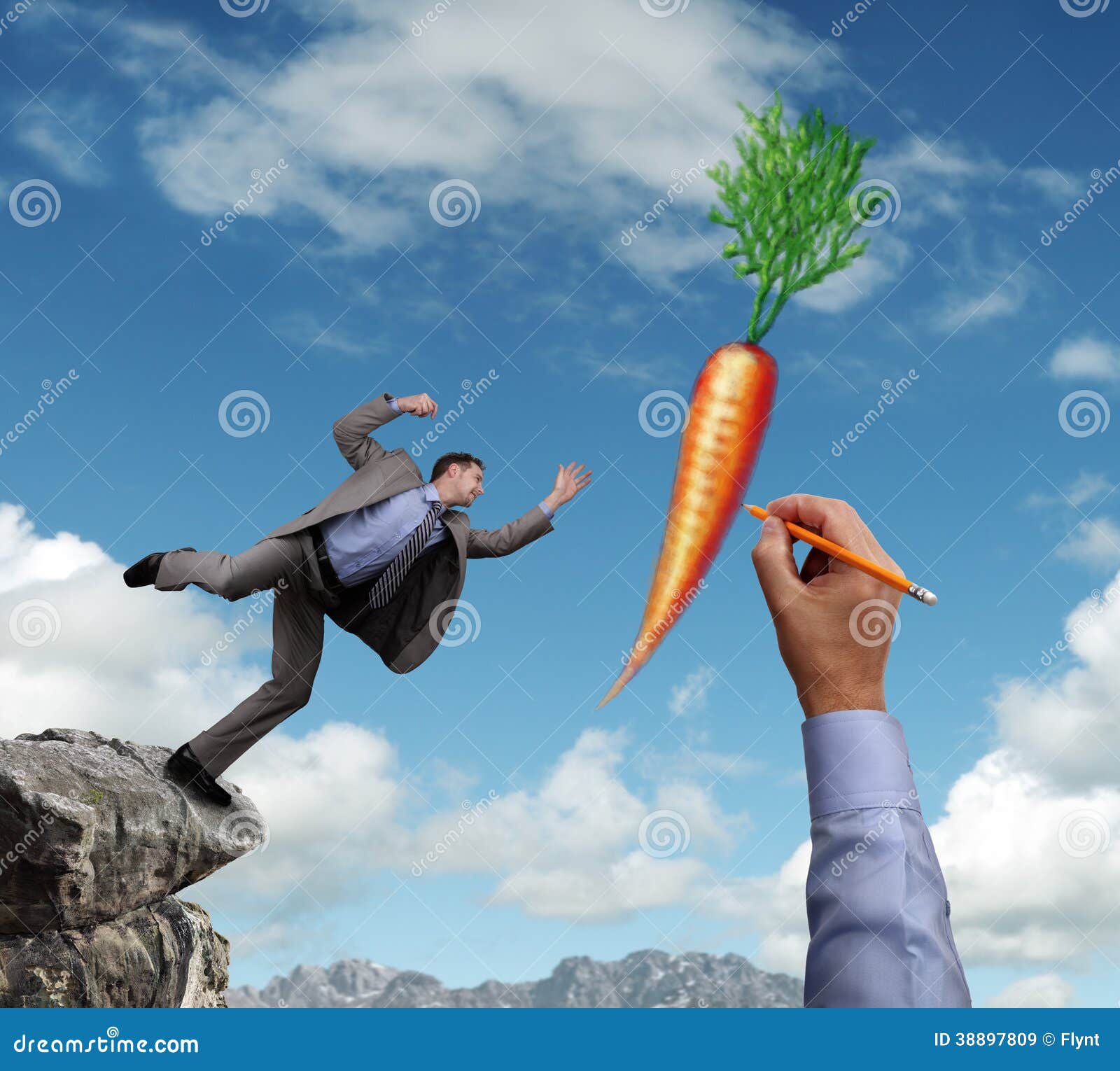 Baumeln einer Karotte stockbild. Bild von hoffnung, portion - 38897809