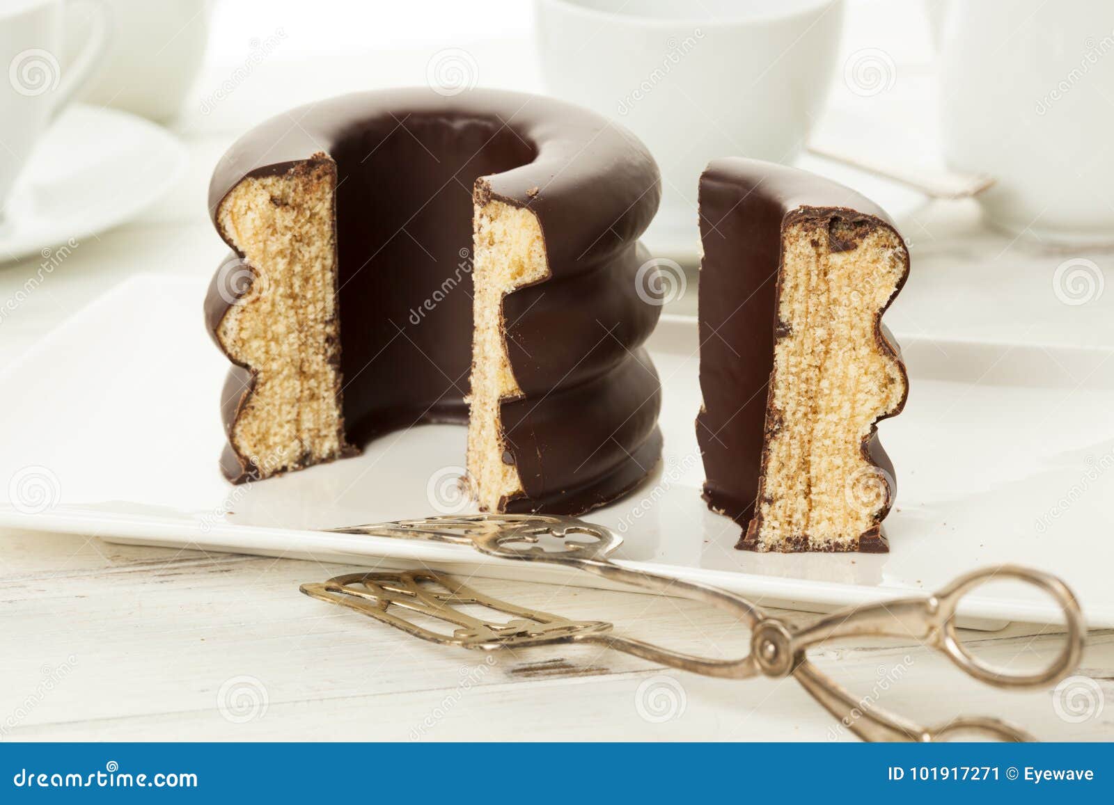 Baumkuchen, German Layer Cake on Coffee Table Stock Image - Image of ...