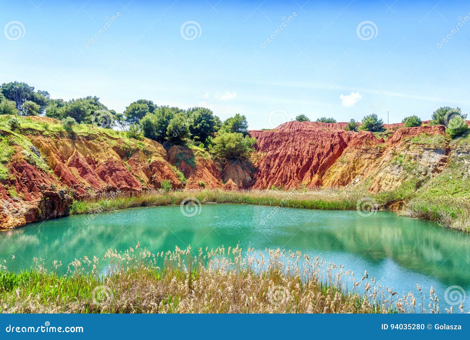 Bauxite Quarry Lake in Otranto, Italy Stock Photo - Image of ferrum ...