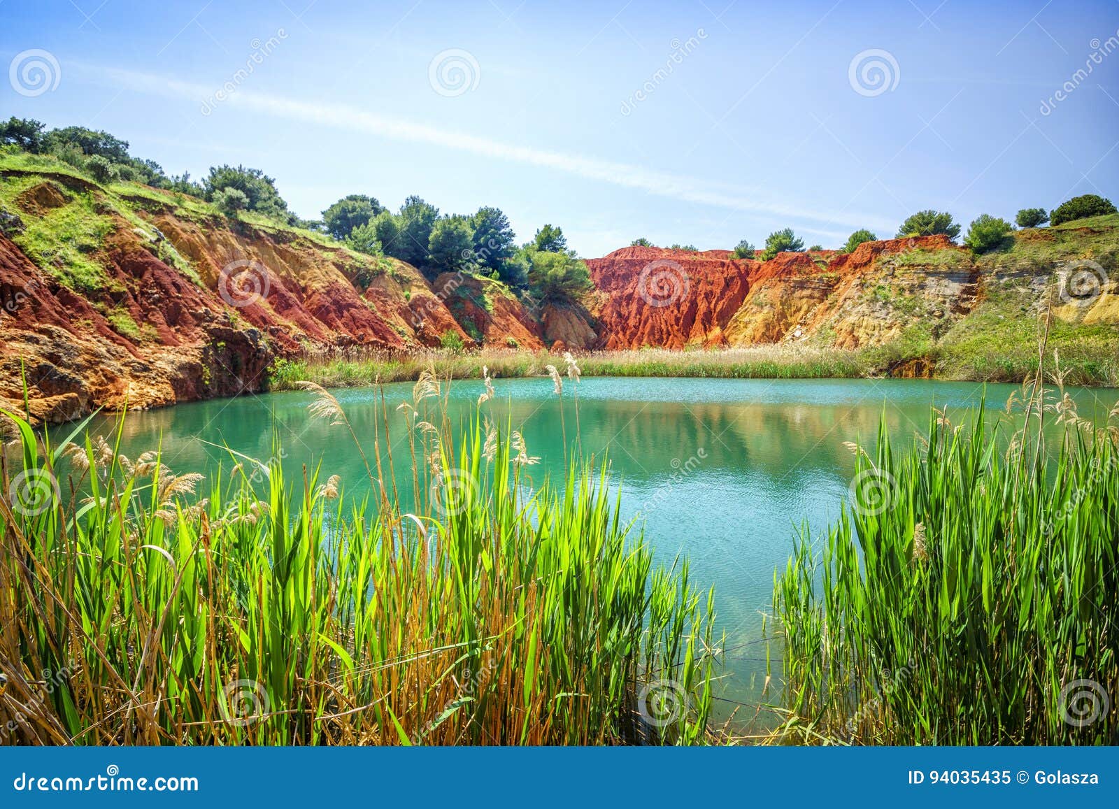 Bauxite Quarry Lake in Otranto, Italy Stock Image - Image of cava ...