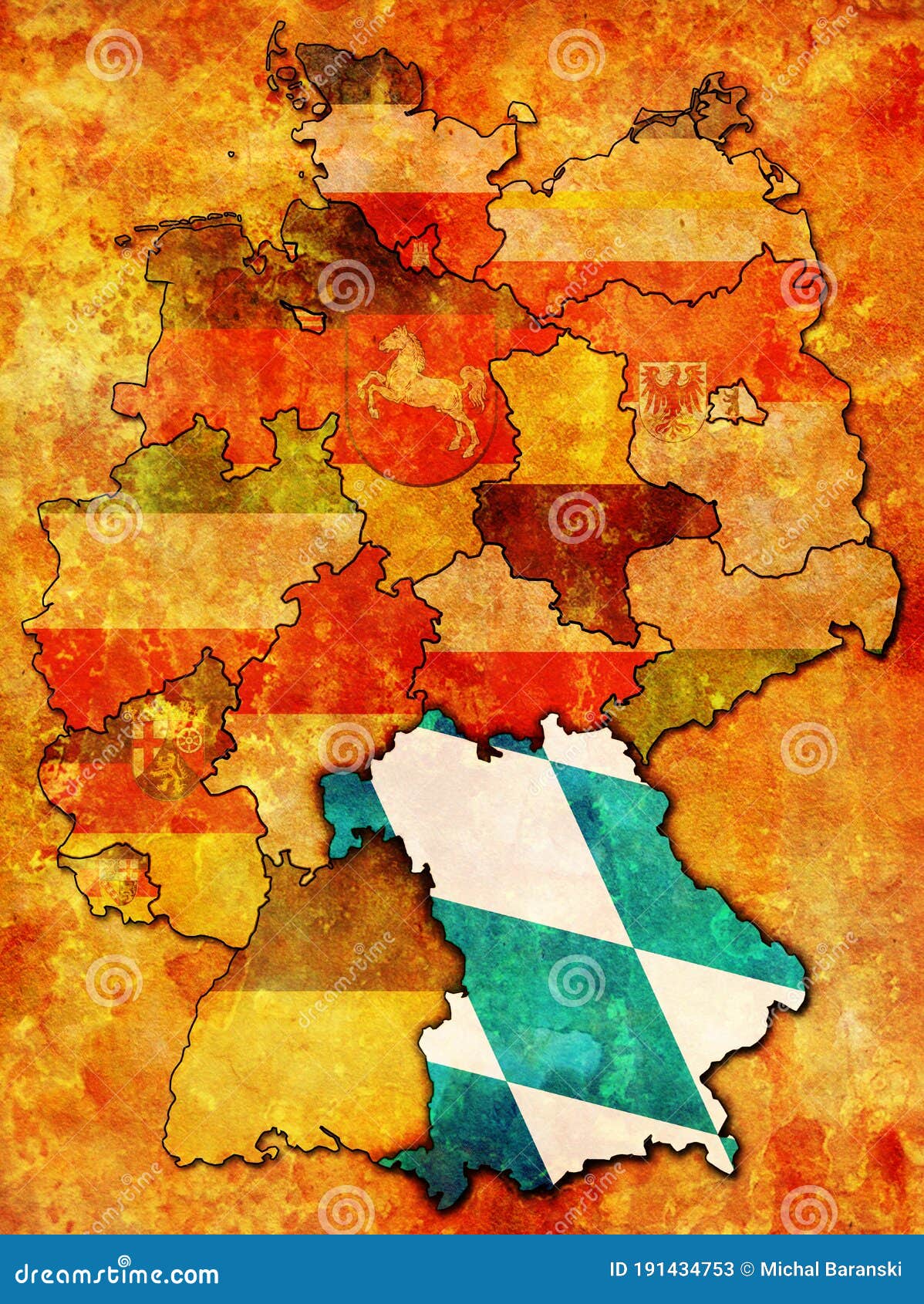 Bavaria and Other German Provinces(states Stock Illustration ...