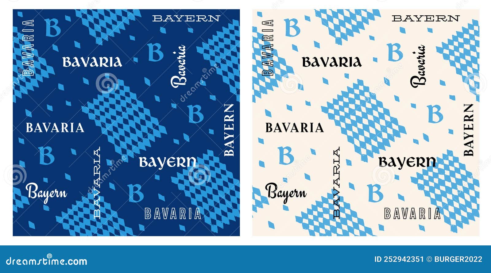 Bavaria Seamless Pattern Set Blue Color Trendy Modern Style Stock ...