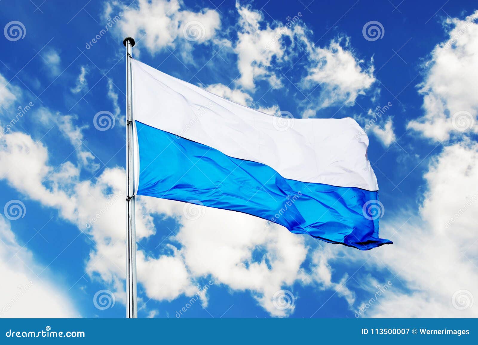 Bavarian Flag with Blue Sky and Clouds Stock Image - Image of wind ...