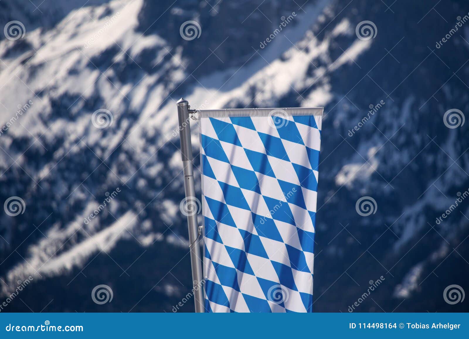 Bavarian Flag in the German Alps Stock Photo - Image of winter, snow ...
