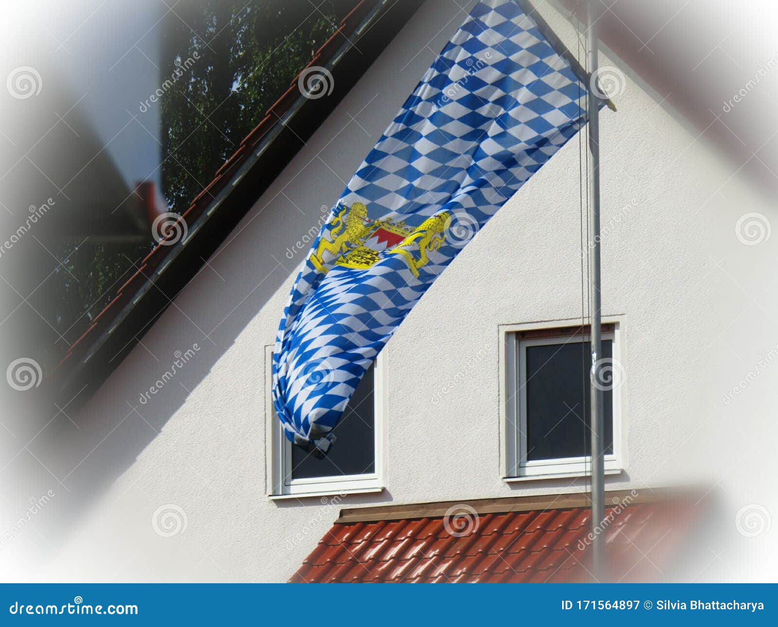 Bavarian Flag on Homes stock image. Image of display - 171564897