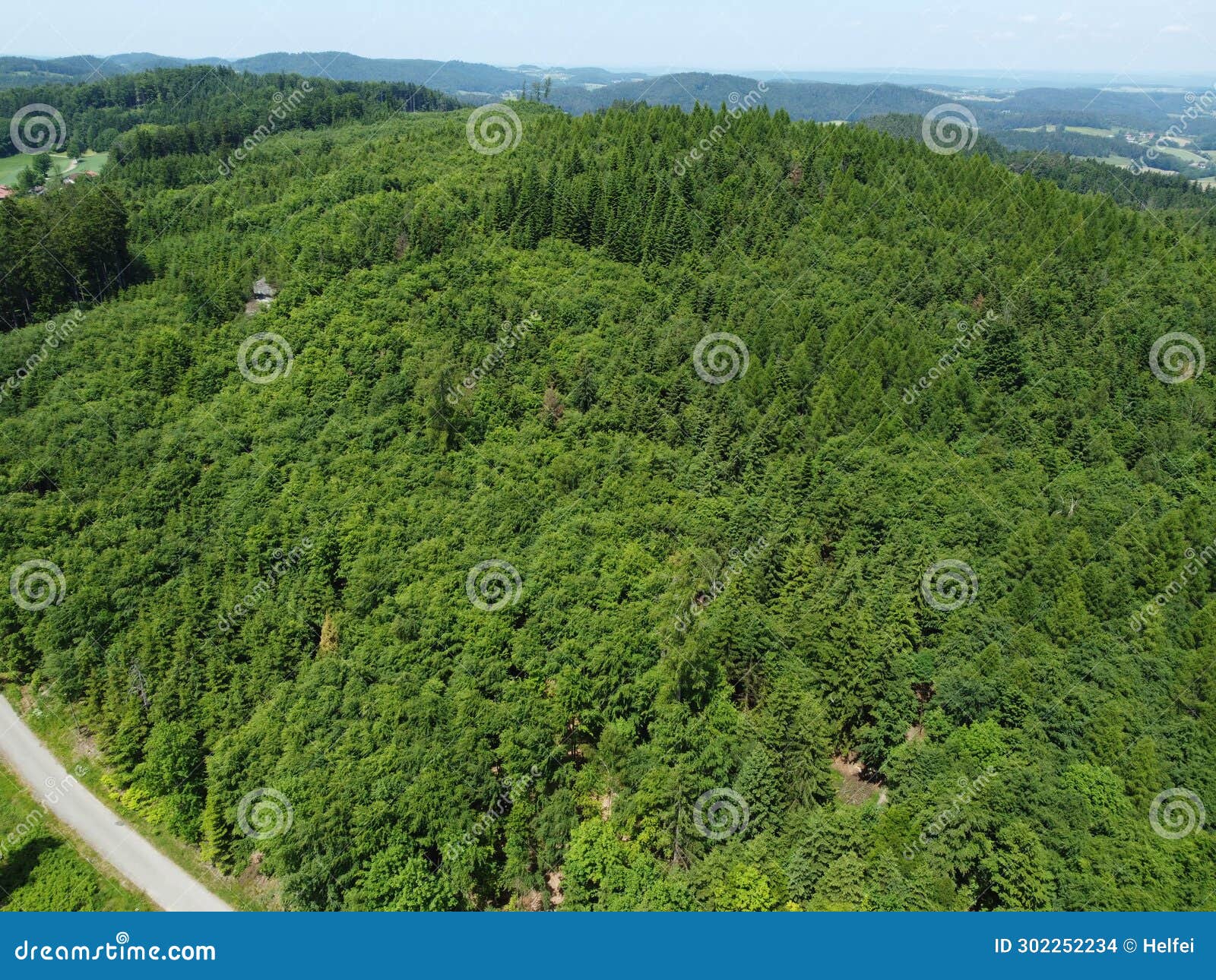 Bavarian Forest with Fields and Meadows, Aerial Stock Photo - Image of ...