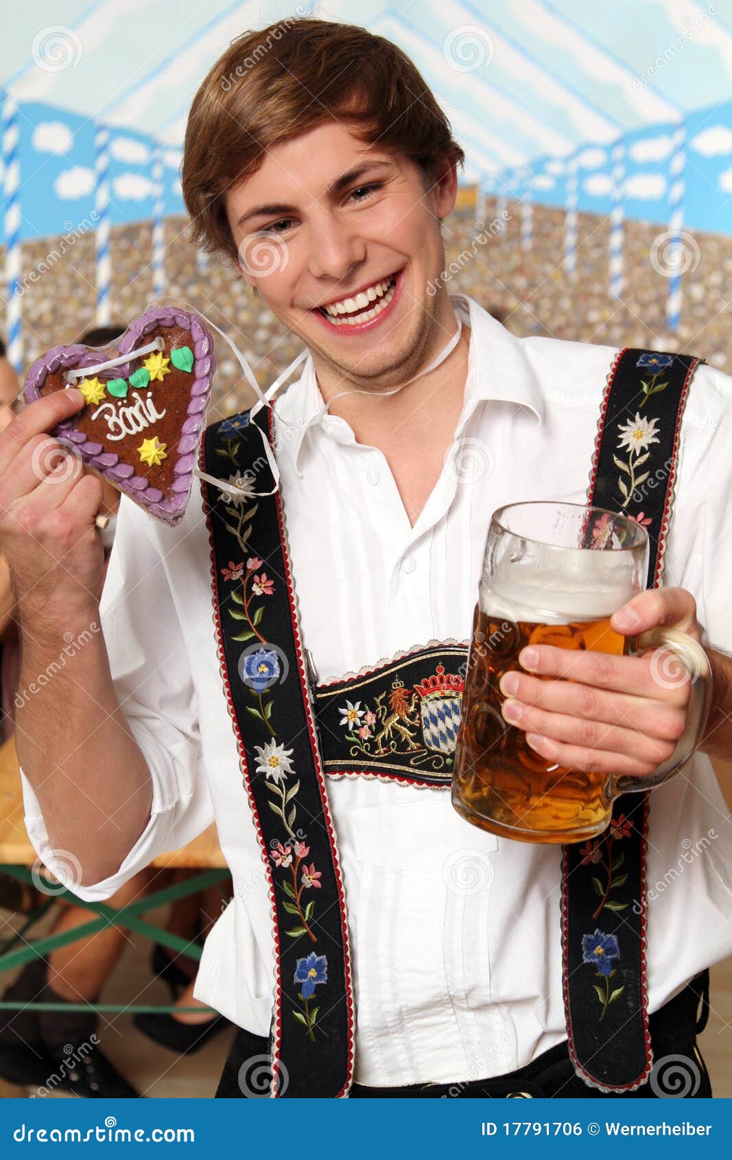 Bavarian man with beer stock photo. Image of cheers, tent - 17791706