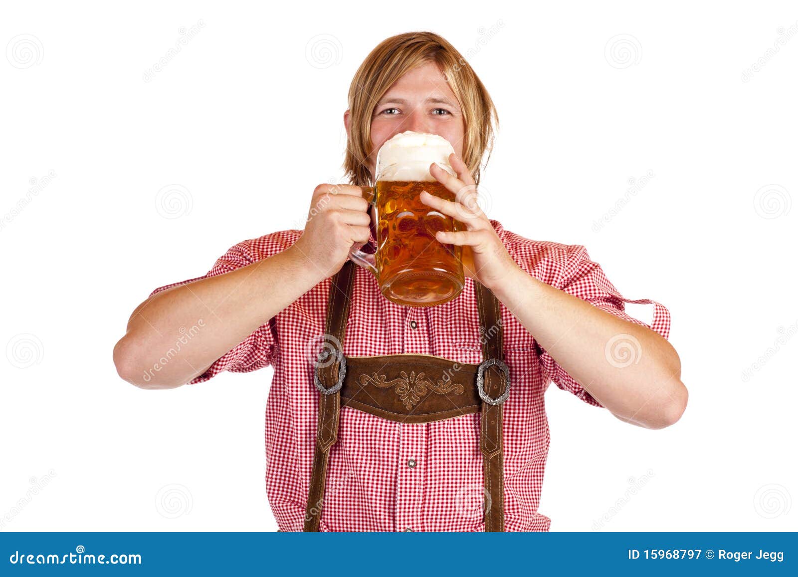 Bavarian Man Drinks Out of Oktoberfest Beer Stein Stock Image - Image ...
