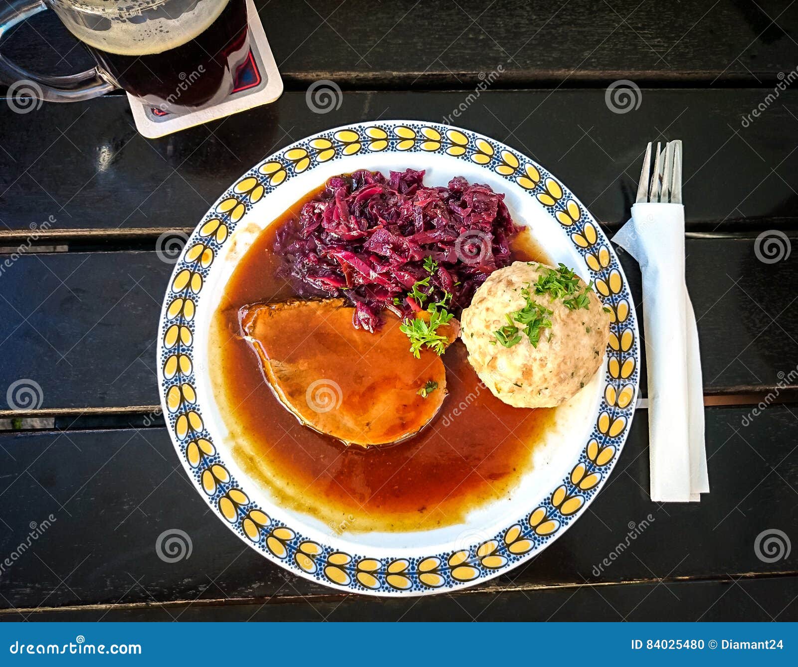 Bavarian Sauerbraten of Beef, Bread Dumplings Stock Photo - Image of ...