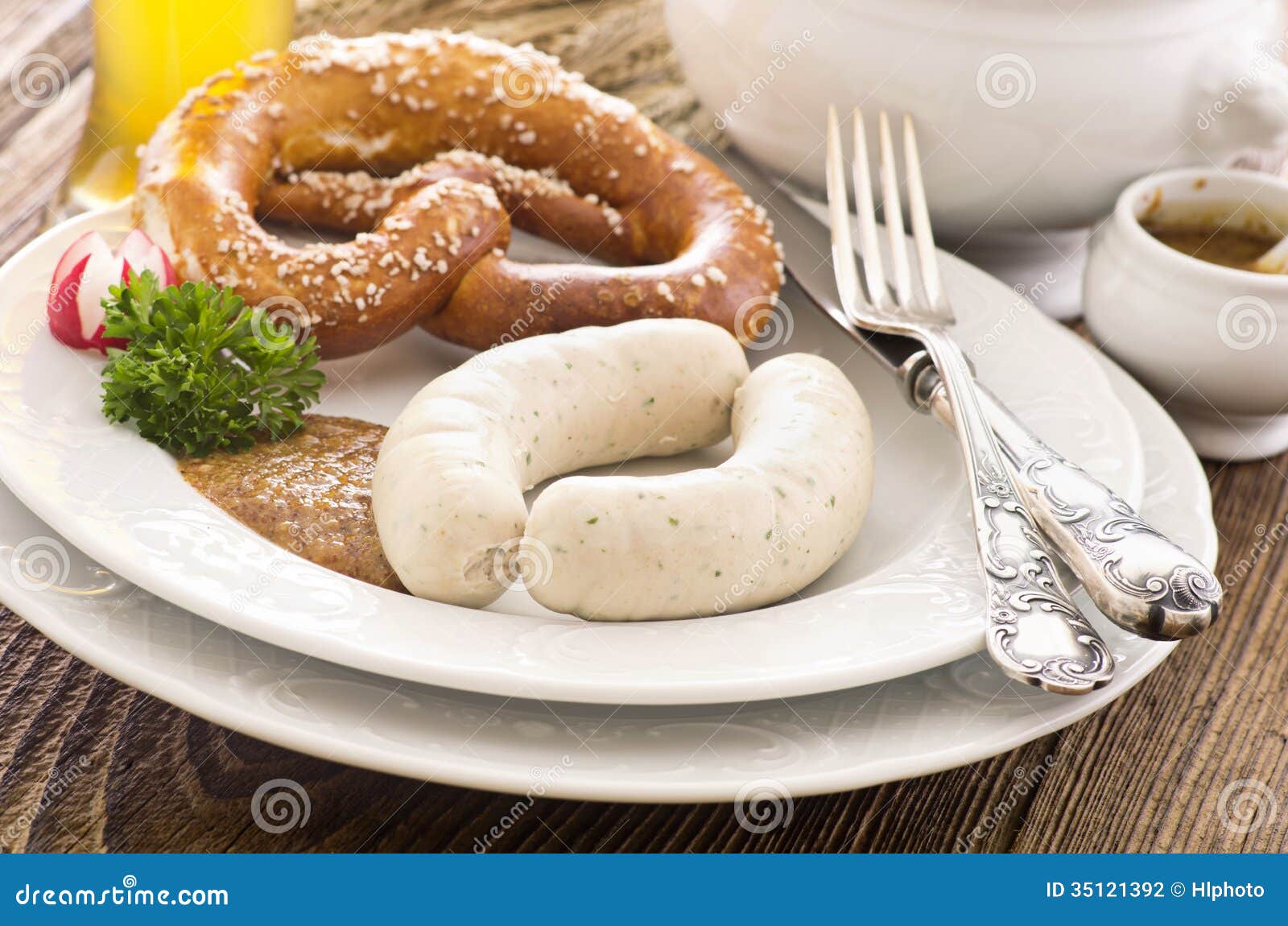 Bavarian Weisswurst Breakfast Stock Photo - Image of dinner, appetizer ...