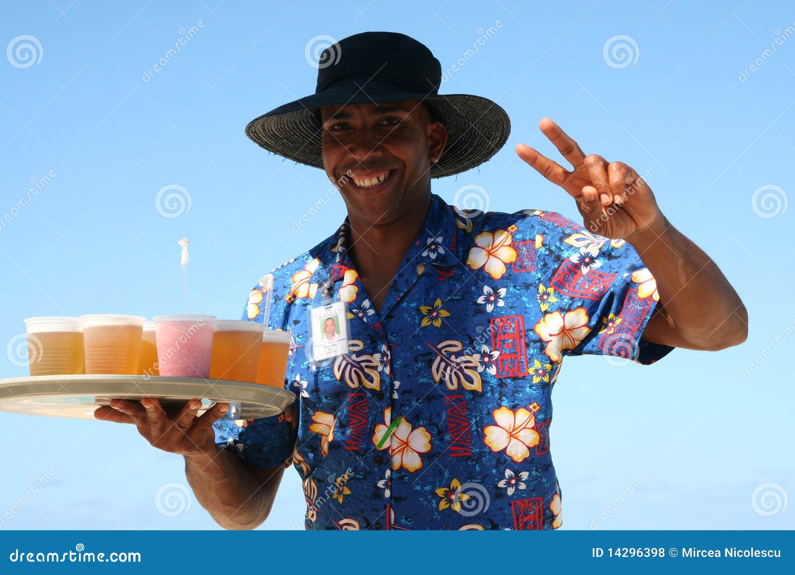 Bavaro beach waiter editorial stock photo. Image of beach - 14296398