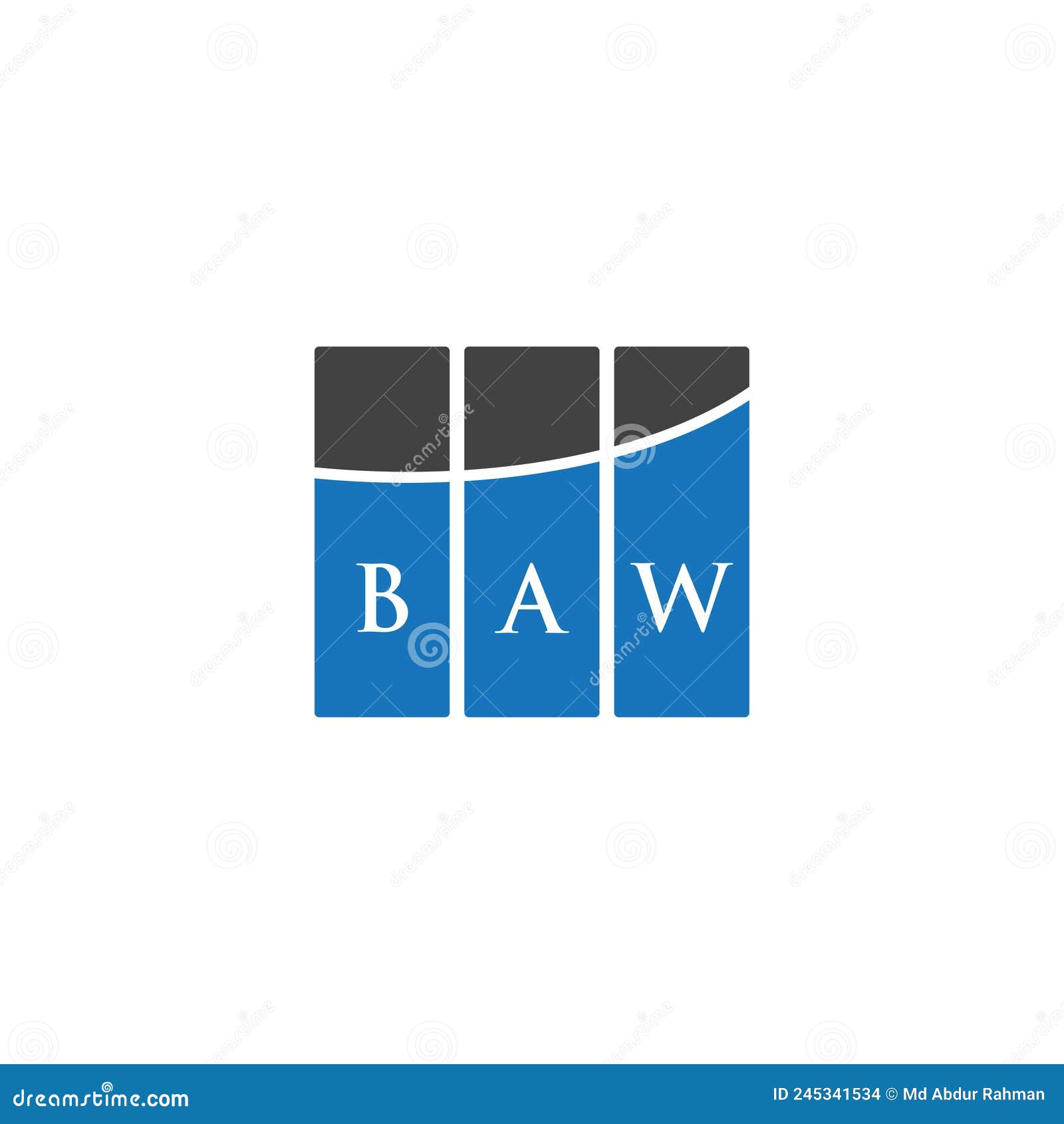 BAW Letter Logo Design On BLACK Background. BAW Creative Initials ...