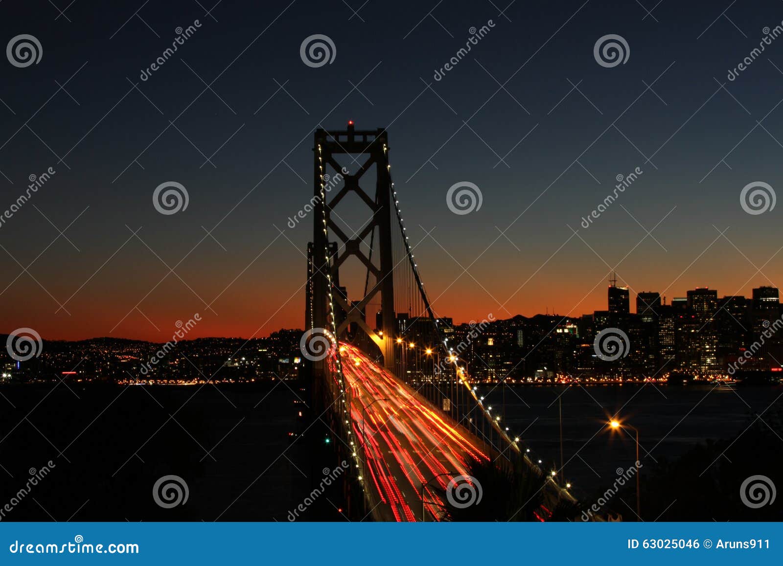 Bay Bridge at Night San Francisco Stock Photo - Image of buildings ...