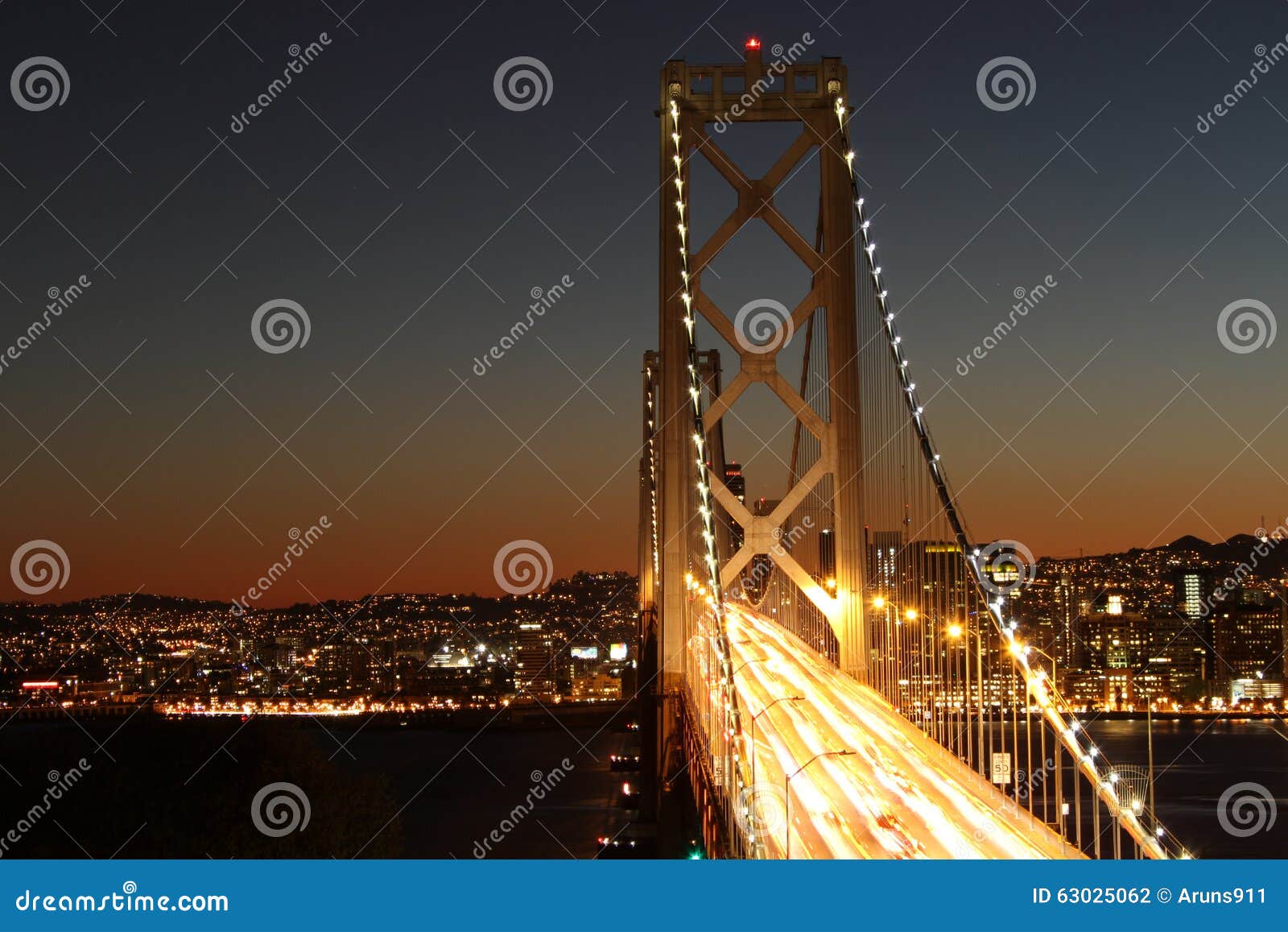 Bay Bridge at Night San Francisco Stock Photo - Image of buildings ...