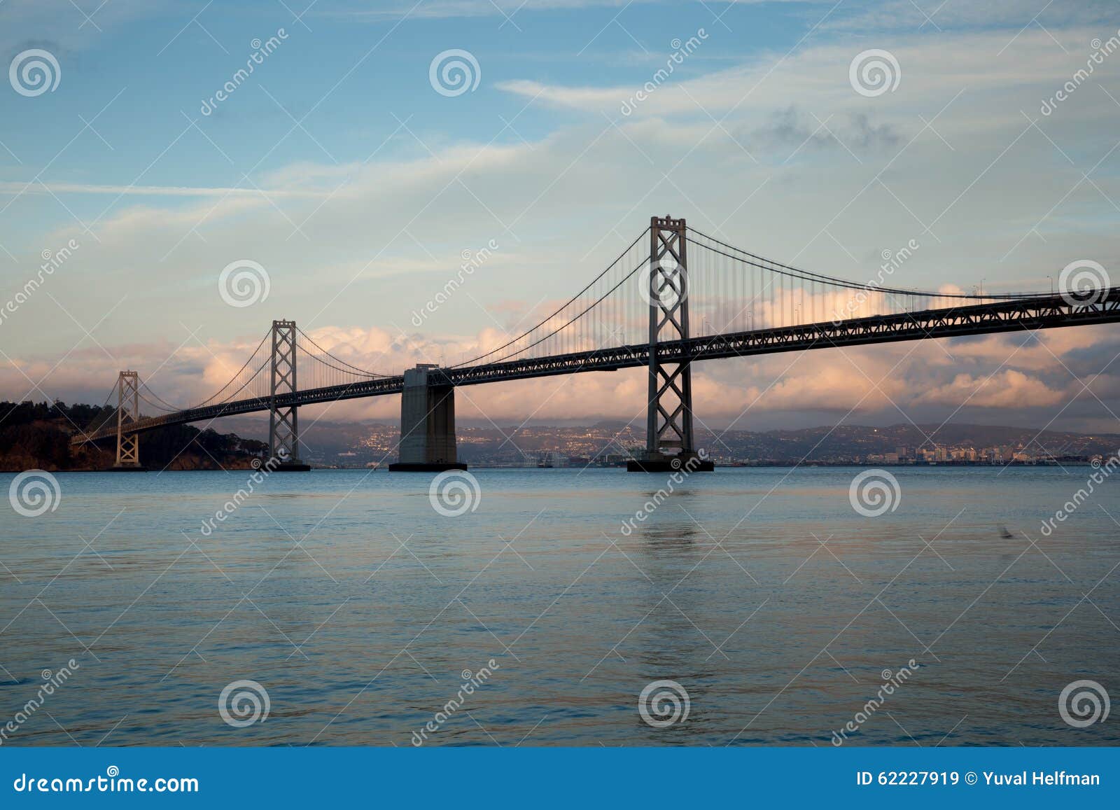 Bay Bridge from Pier 14, San Francisco, Sunset Stock Image - Image of ...