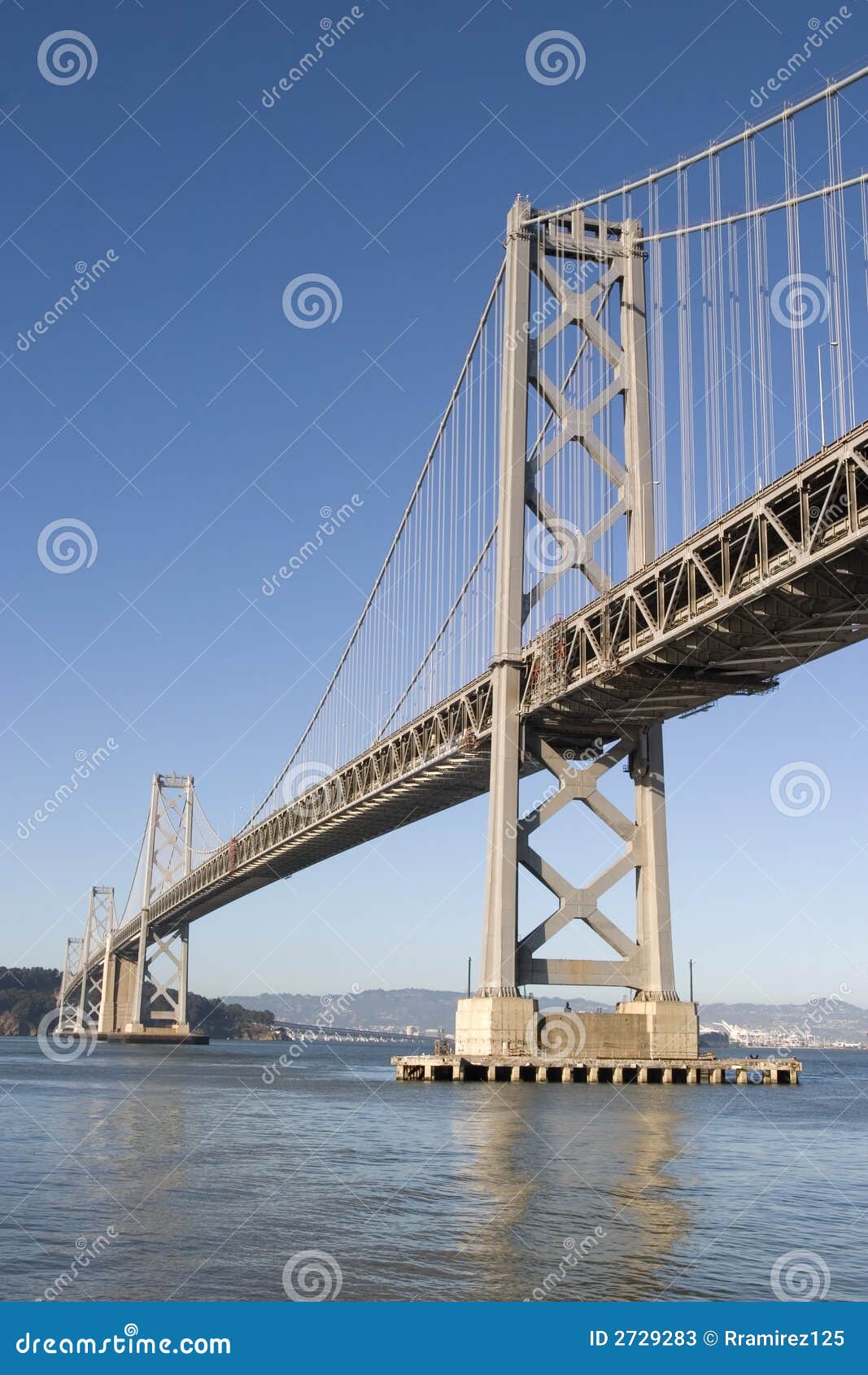 Bay Bridge Portrait stock image. Image of water, cables - 2729283