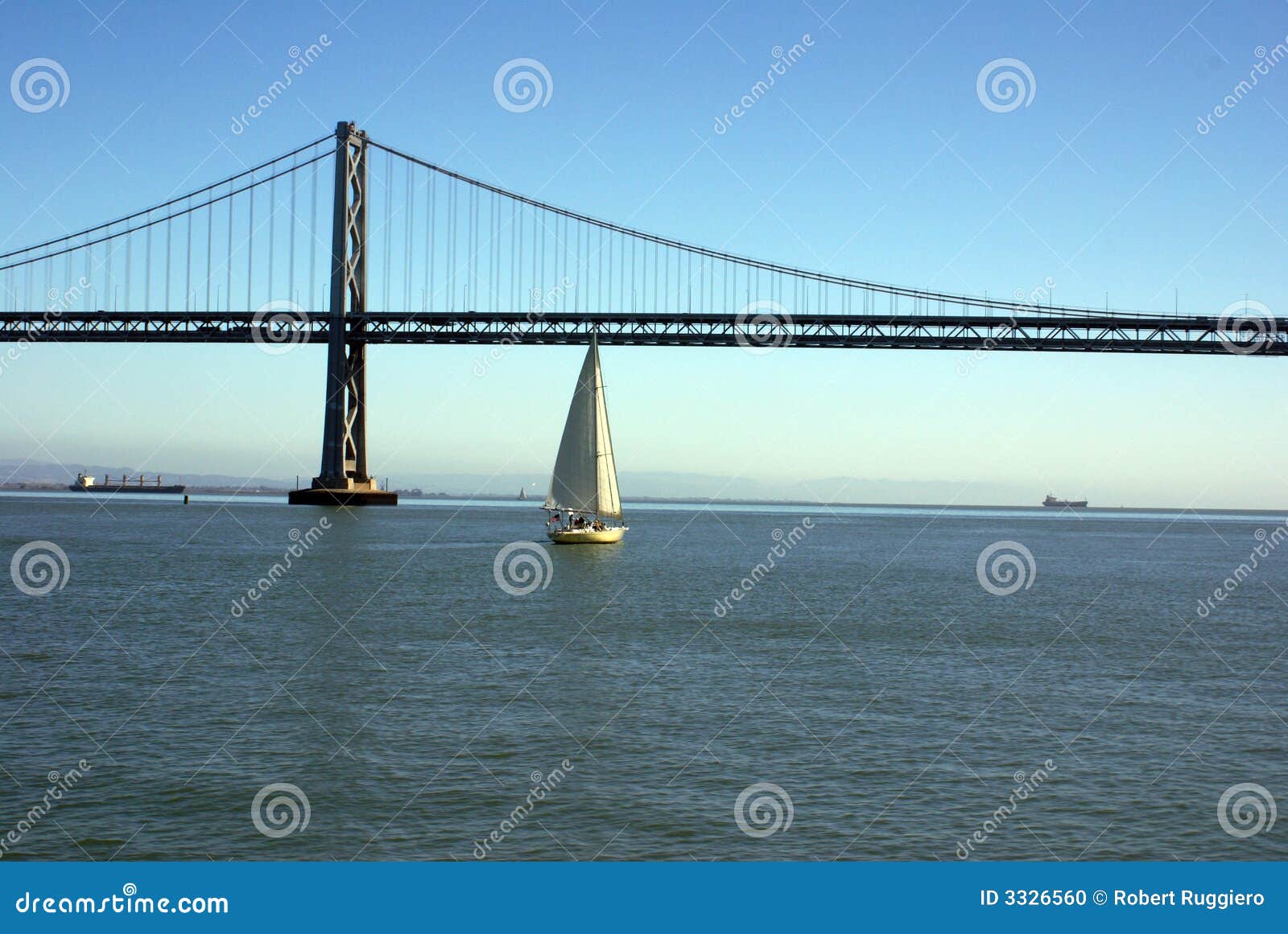 Bay Bridge & Sailboat stock photo. Image of california - 3326560