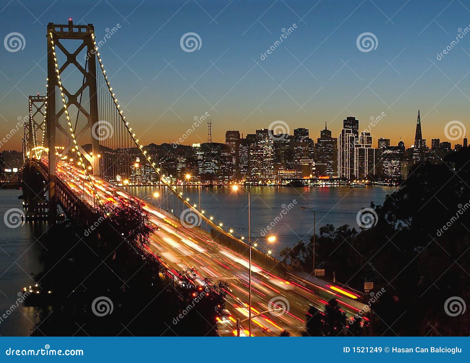 Bay Bridge & San Francisco at Night Stock Image - Image of california ...