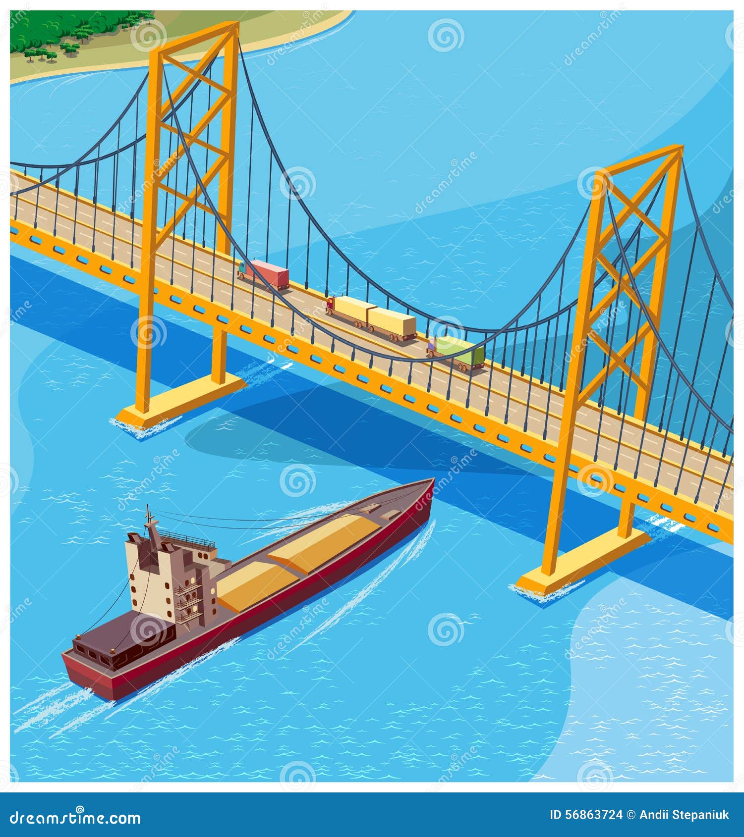 Bay Bridge stock vector. Illustration of roads, caravan - 56863724