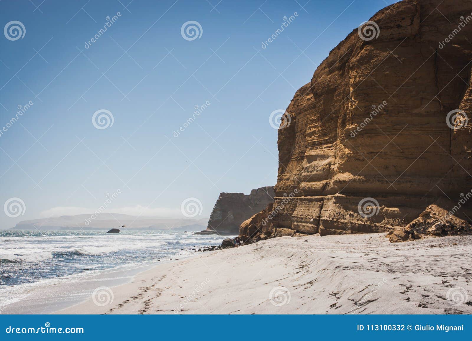 Cliff Over the Pacific Ocean. Paracas, Peru Stock Photo - Image of ...