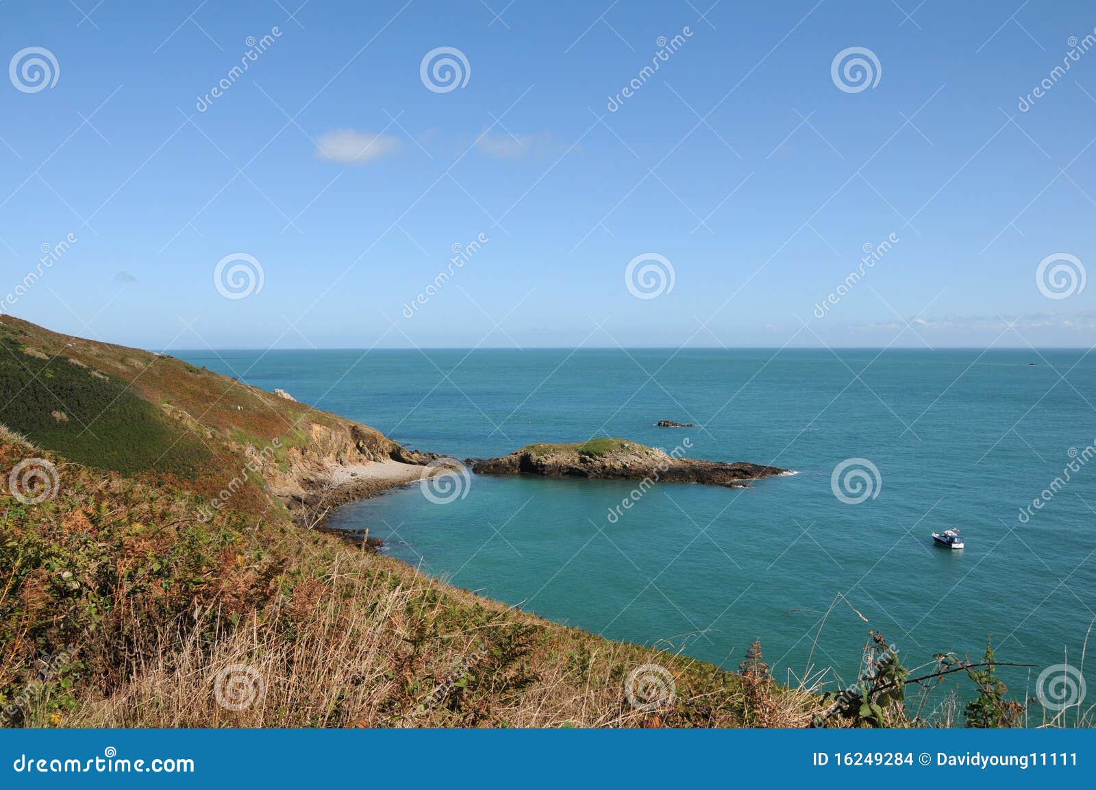 Bay on the coast of Herm stock photo. Image of azure - 16249284