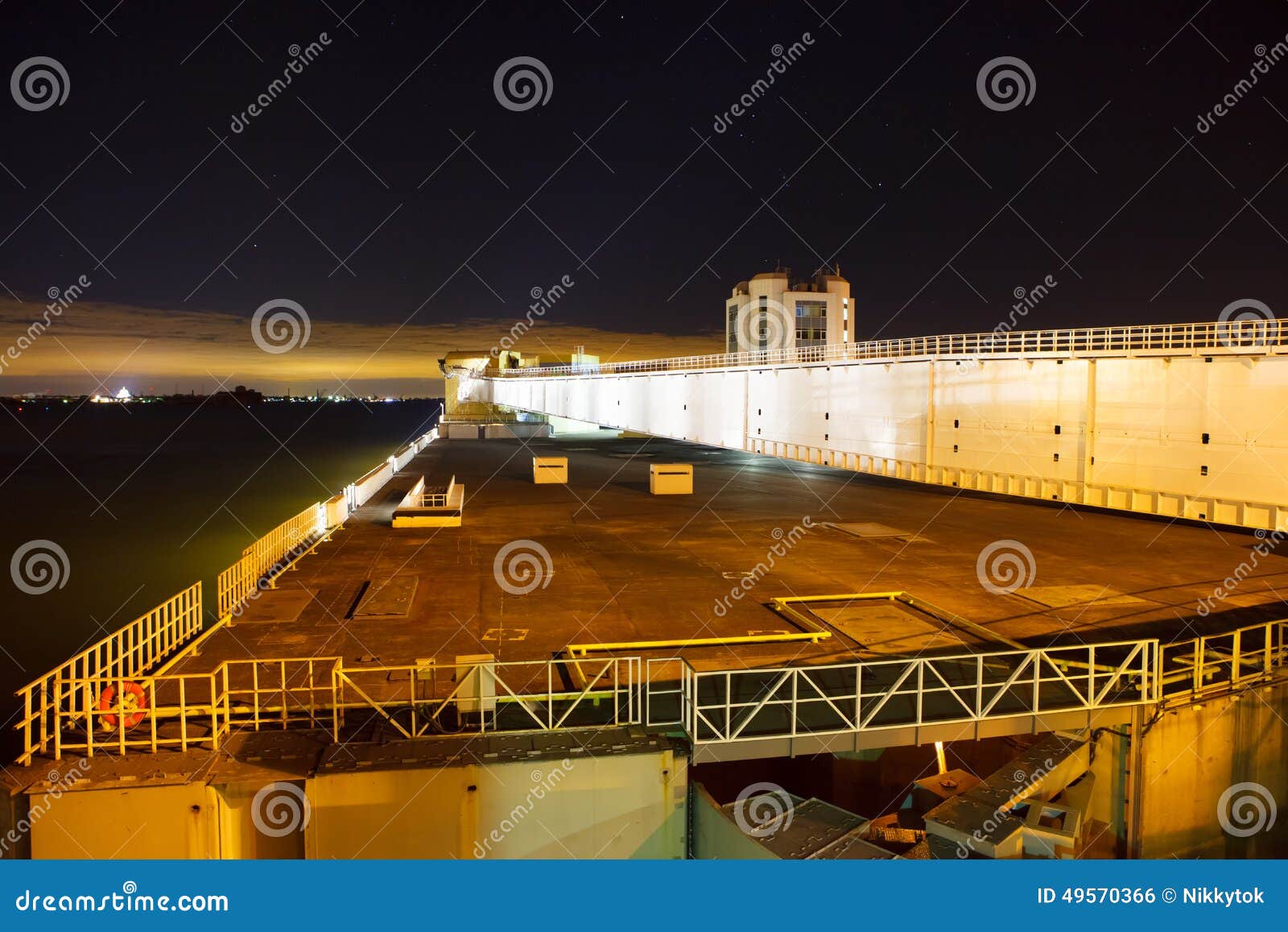 Bay dam at night stock photo. Image of object, illumination - 49570366