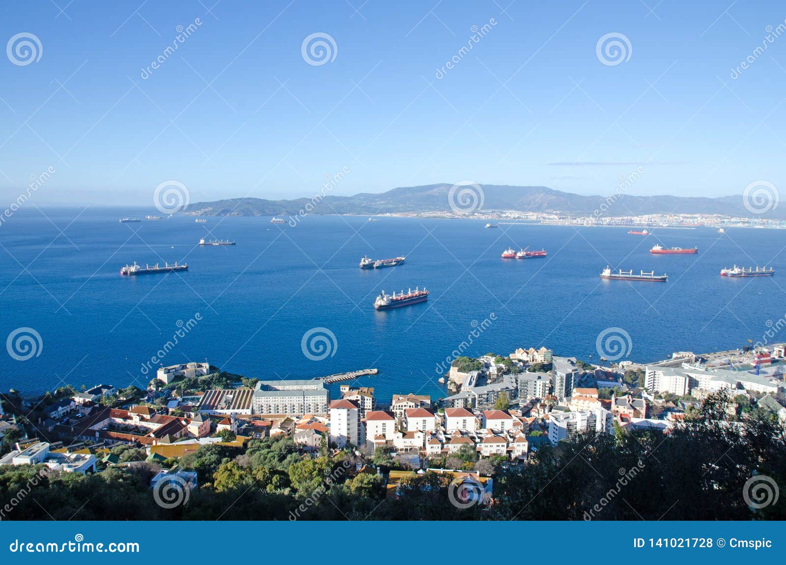 Bay of Gibraltar stock photo. Image of bunkers, port - 141021728