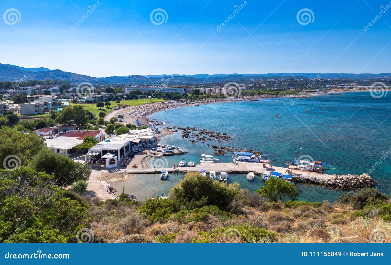 Bay of Kolymbia, Rhodes stock image. Image of blue, rhodes - 111155849