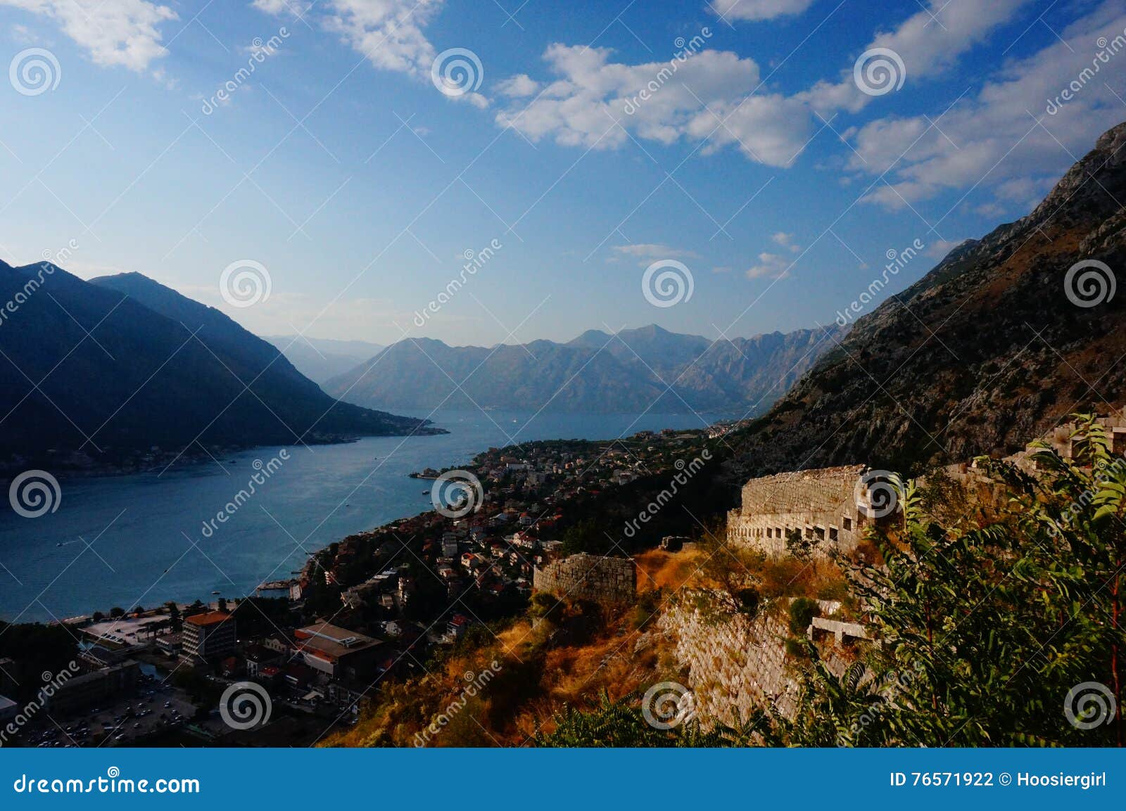 Bay of Kotor stock photo. Image of ocean, mountains, fortification ...