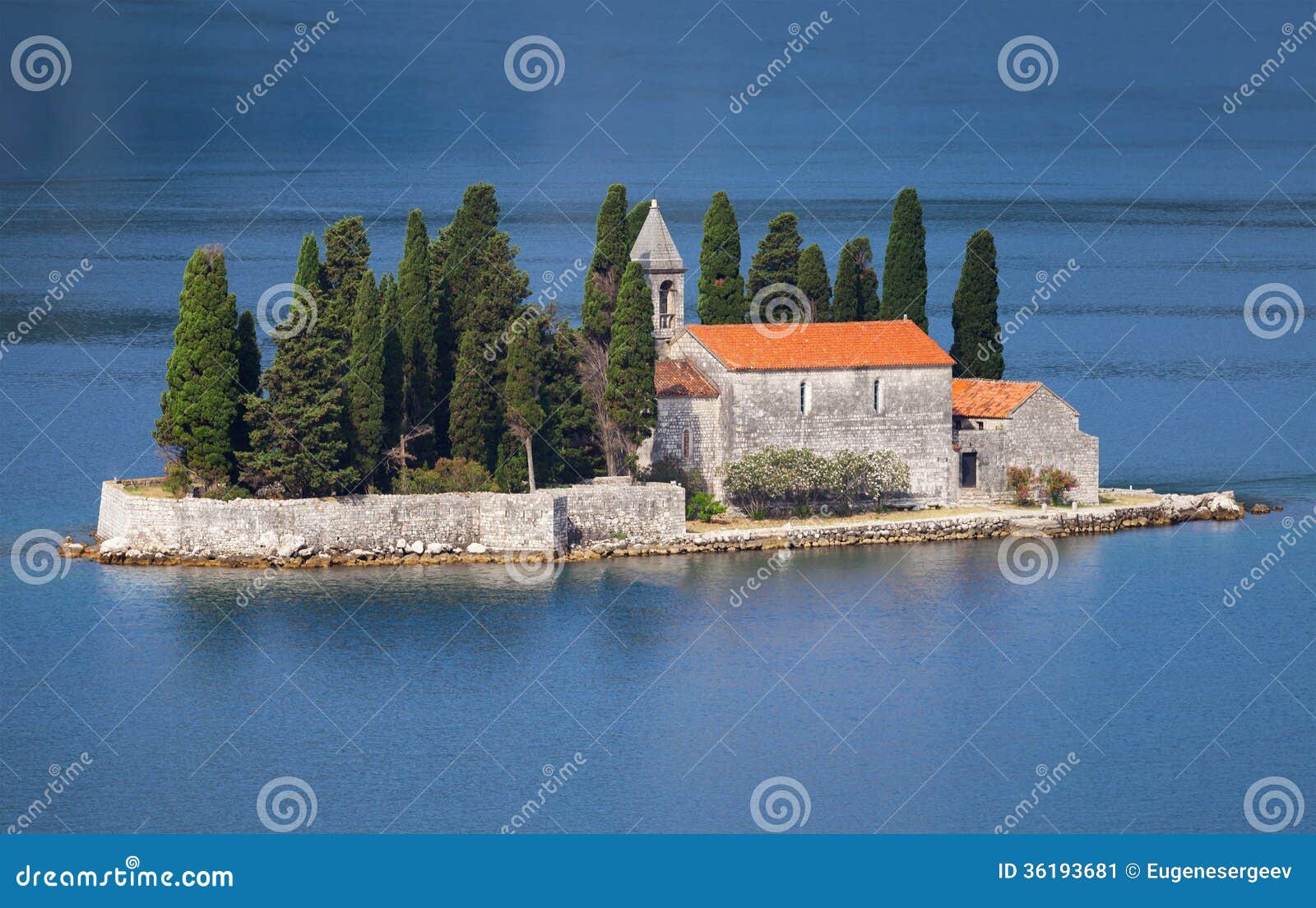 Bay of Kotor. Small Island with Monastery Stock Image - Image of ...