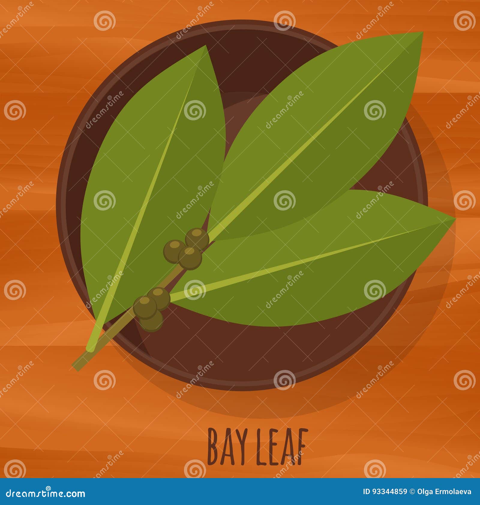 Bay Leaf Flat Design Vector Icon. Stock Vector - Illustration of label ...