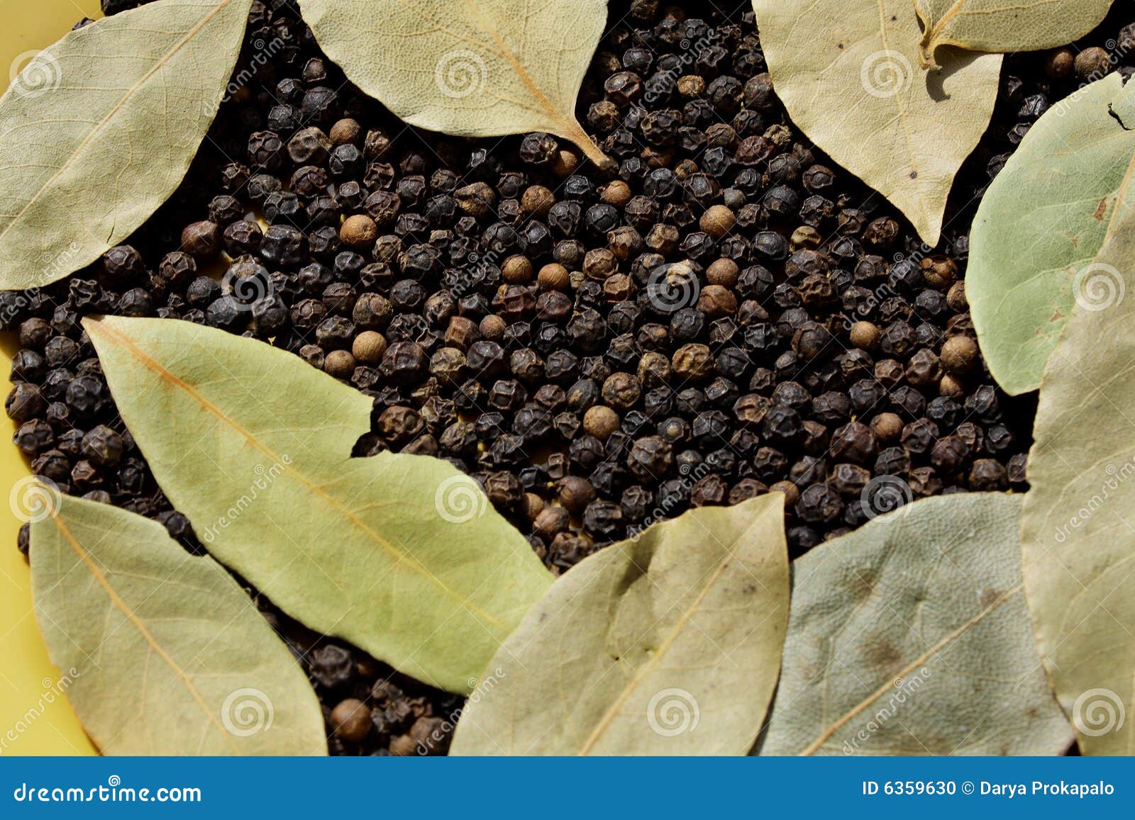 Bay Leaves and Black Peppre Stock Photo - Image of brown, peppers: 6359630