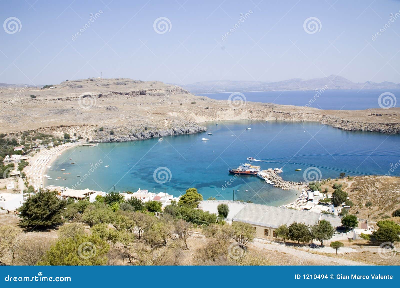 Bay of Lindos - Rodi stock photo. Image of travel, greece - 1210494