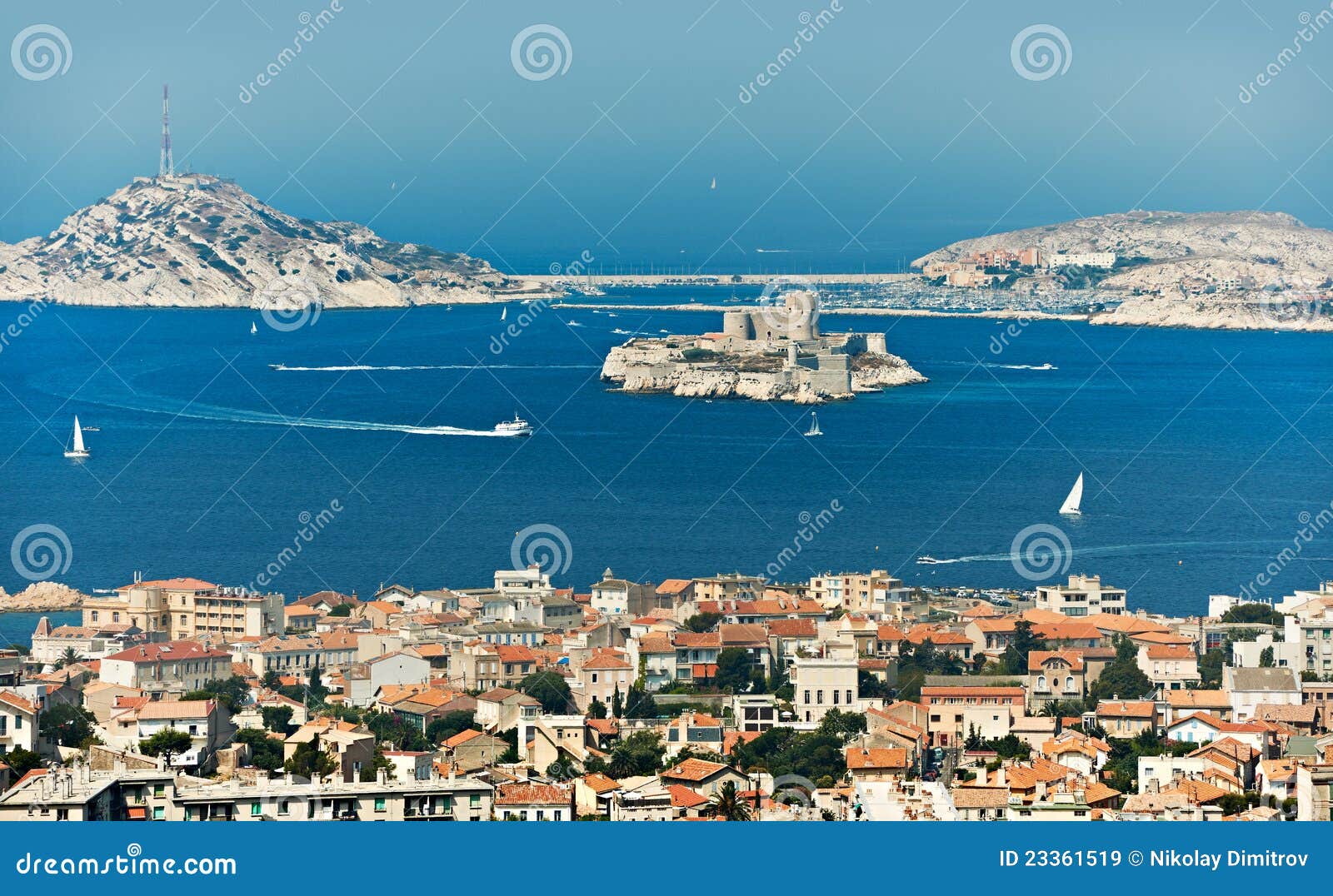 Bay of Marseille with If Castle Stock Image - Image of landscape, view ...