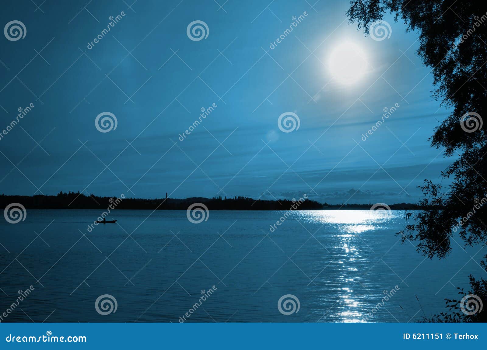 Bay in moonlight stock image. Image of peaceful, evening - 6211151