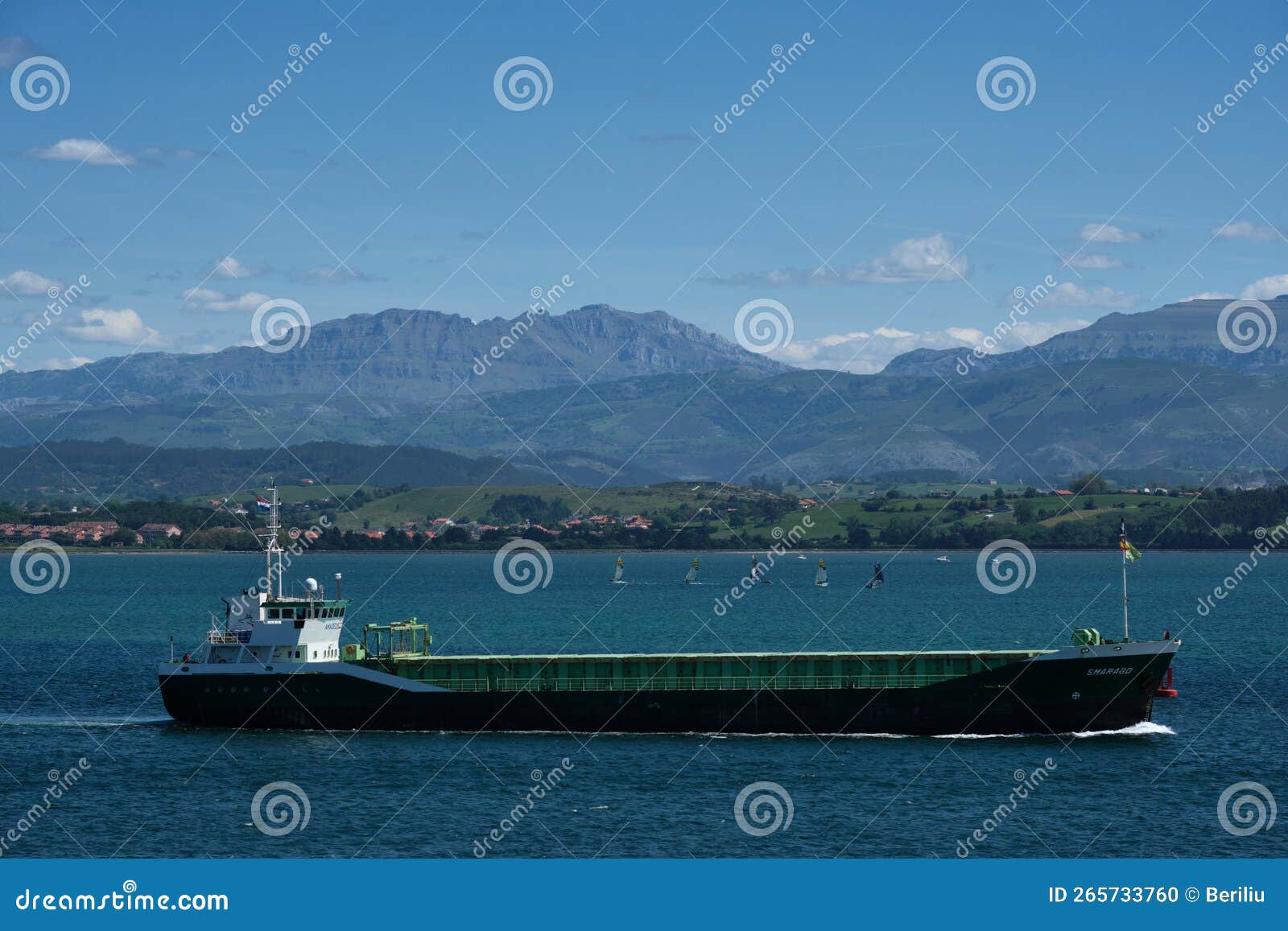 Cargo Ship in Santander Bay Editorial Image - Image of ocean, hills ...