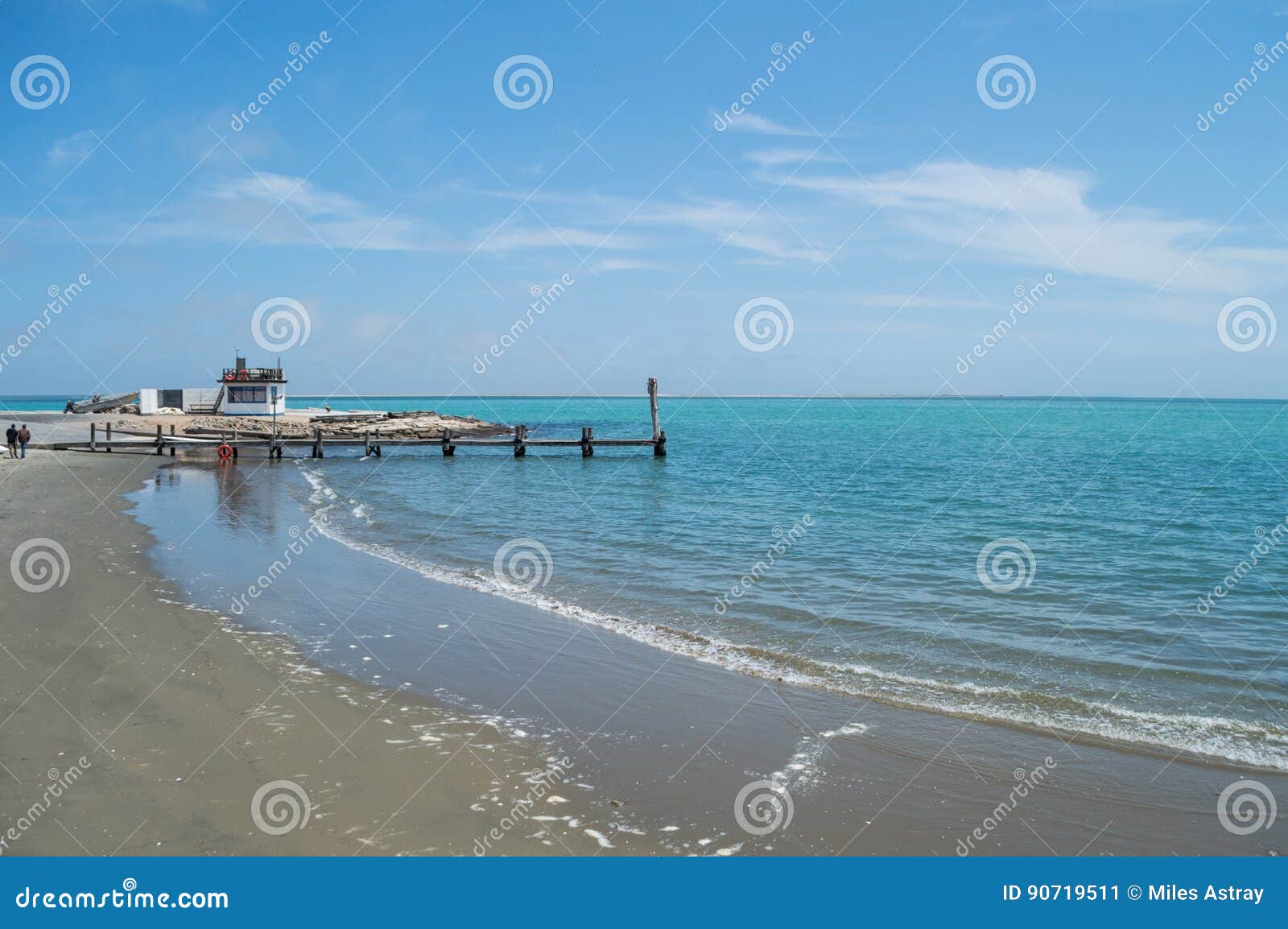 Bay with Turquoise Sea and a Pier in Walvisbay, Namibia Stock Image ...