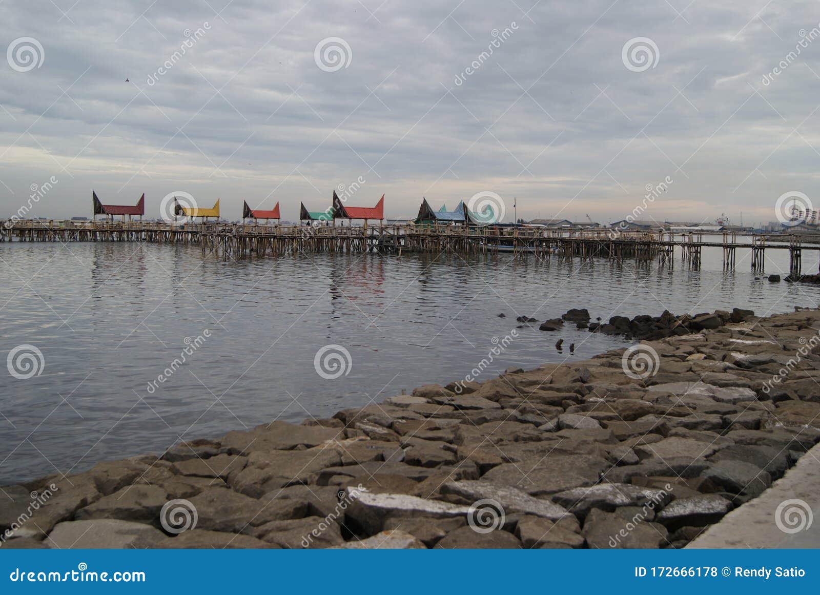 Bay view at Ancol Beach stock photo. Image of beach - 172666178
