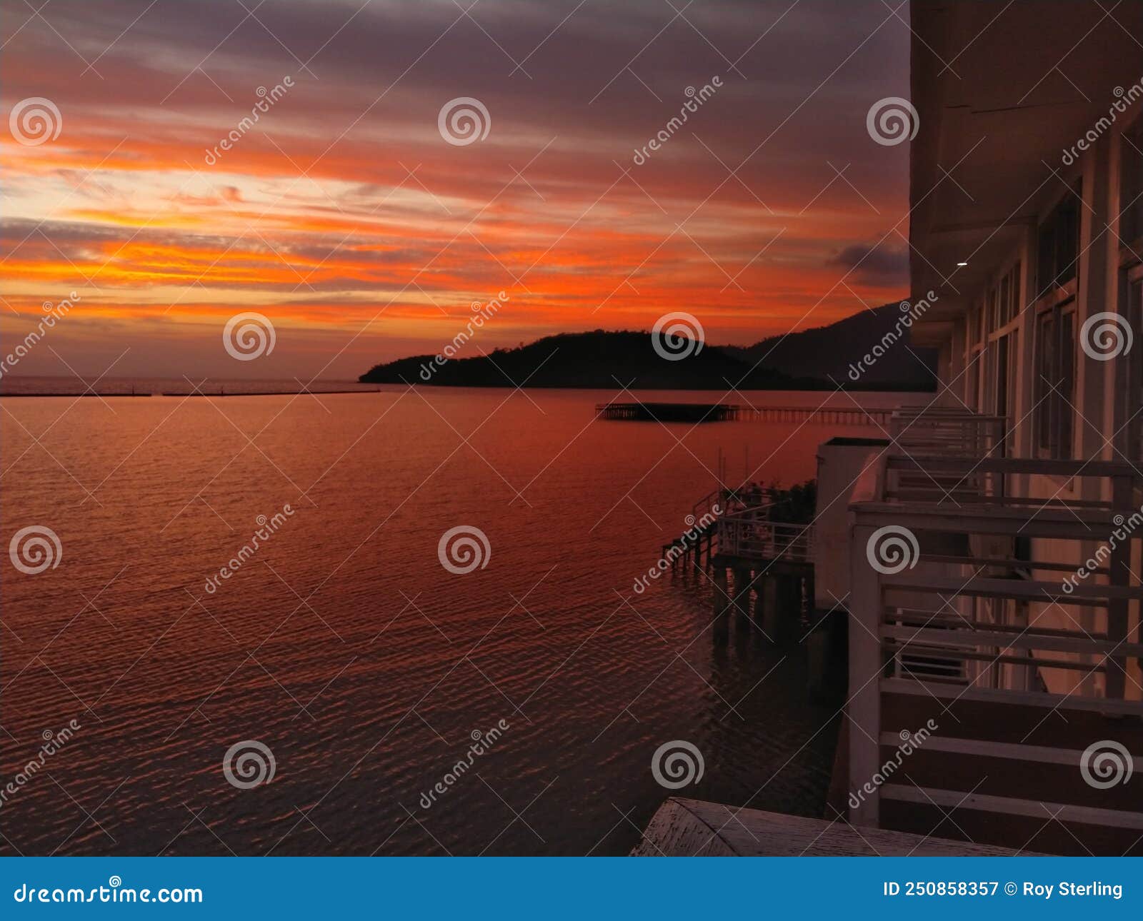 Bay View at Hotel Balcony on Sunset Stock Image - Image of beach ...