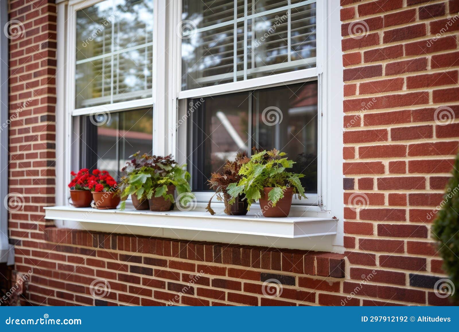 Bay Window Details on a Colonial Brick House Stock Photo - Image of ...