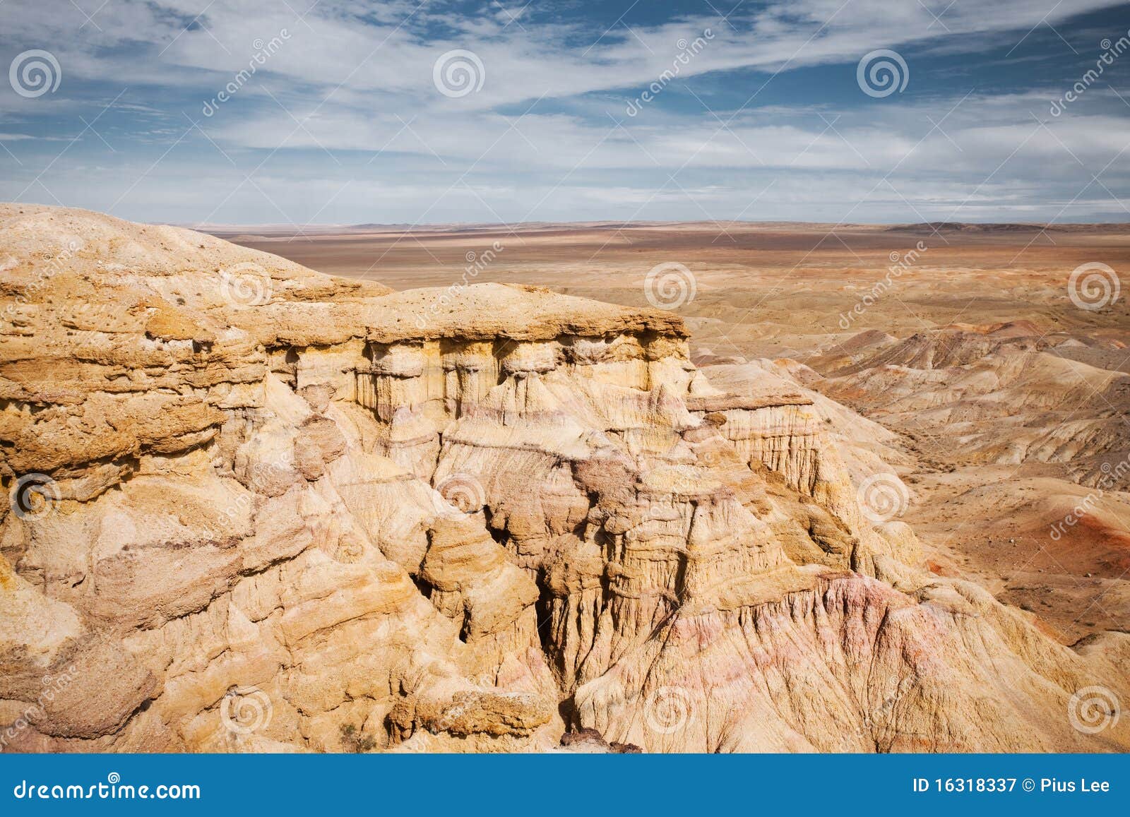 Bayanzag Flaming Cliffs Gobi Desert Mongolia Plain Stock Image - Image ...