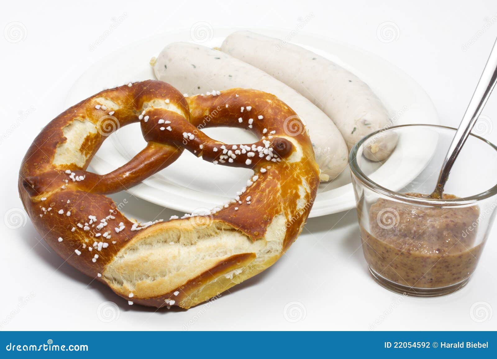 Bayerische Weiße Wurst, Brezel Und Senf Stockfoto - Bild von typisch ...